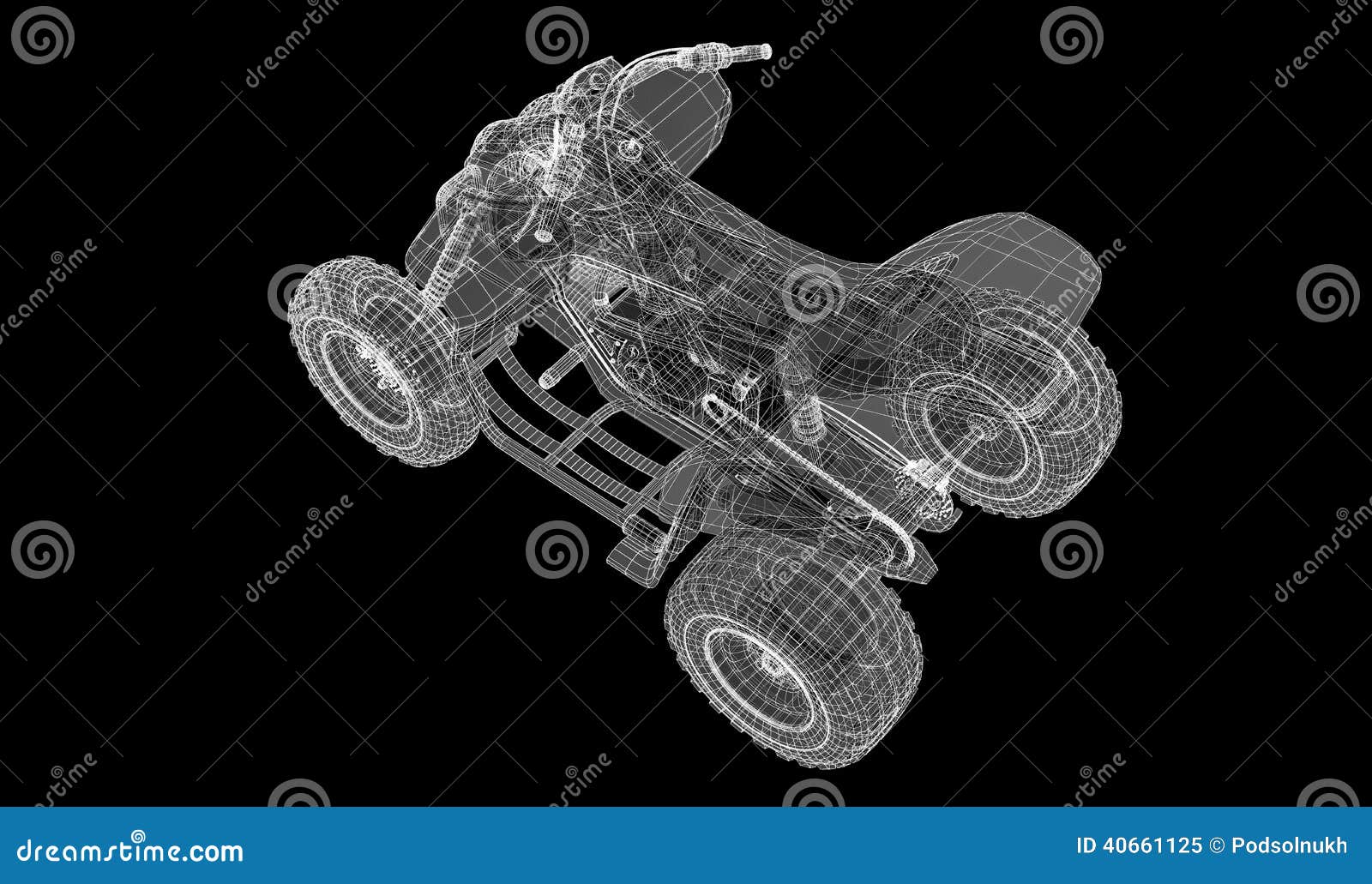 Quad Bike, Motorcycle, 3D Model Stock Illustration - Illustration of ...