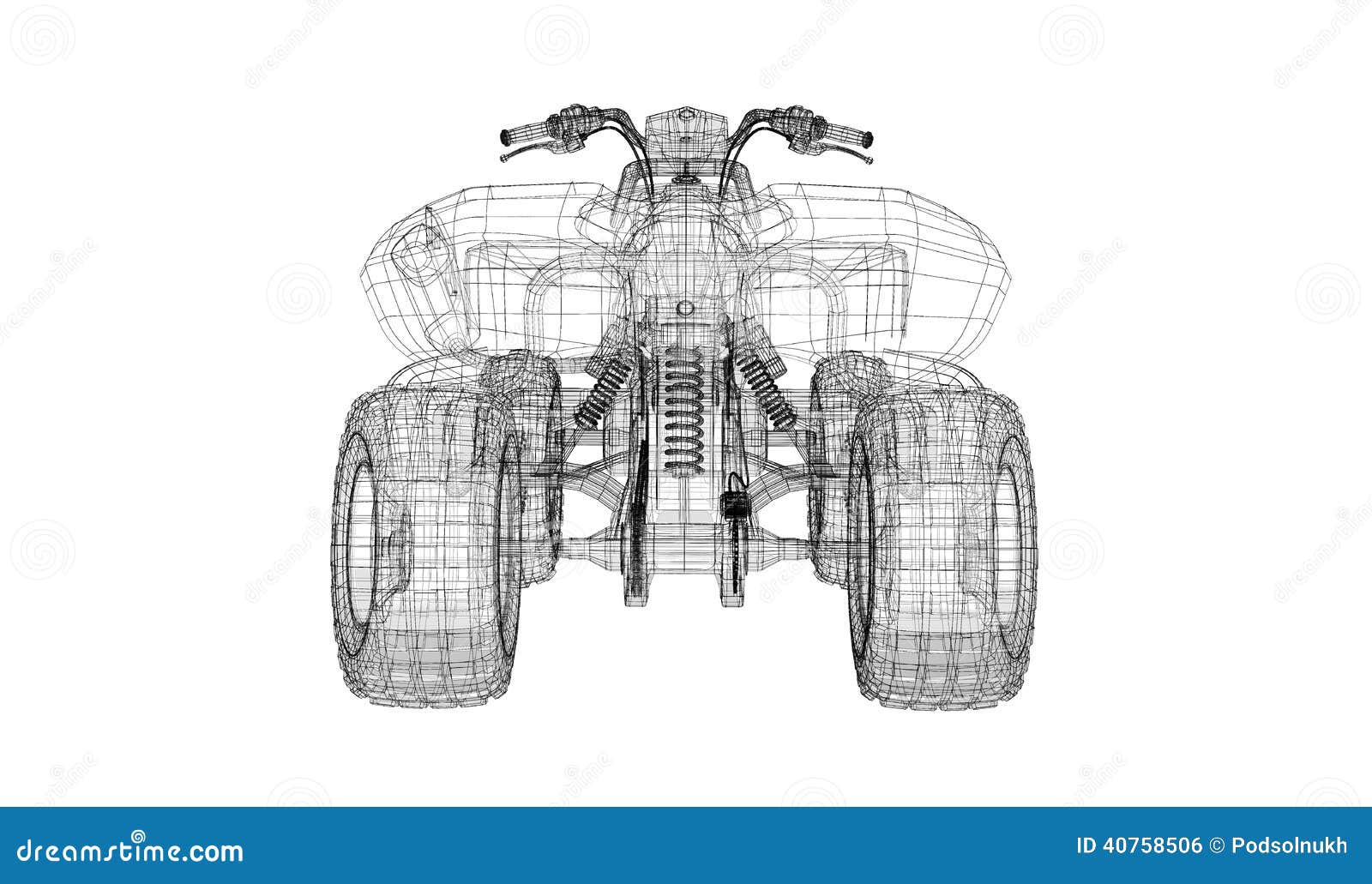 Quad Bike, Motorcycle, 3D Model Stock Illustration - Illustration of ...