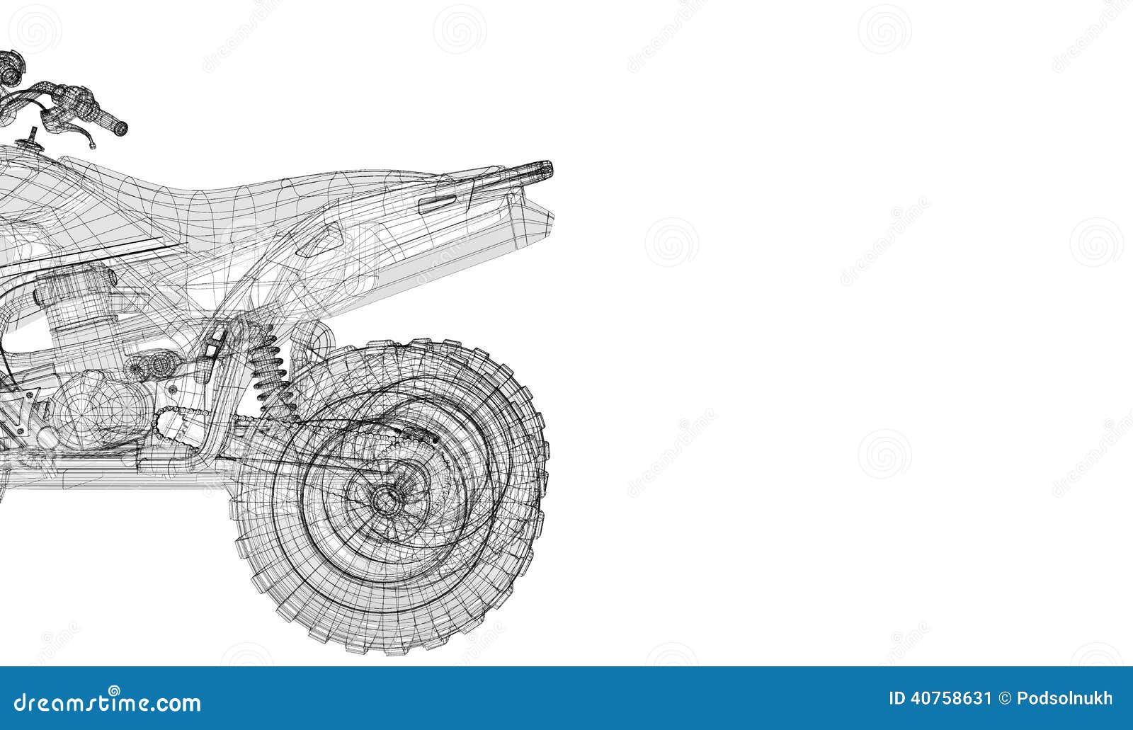 Quad Bike, Motorcycle, 3D Model Stock Illustration - Illustration of ...