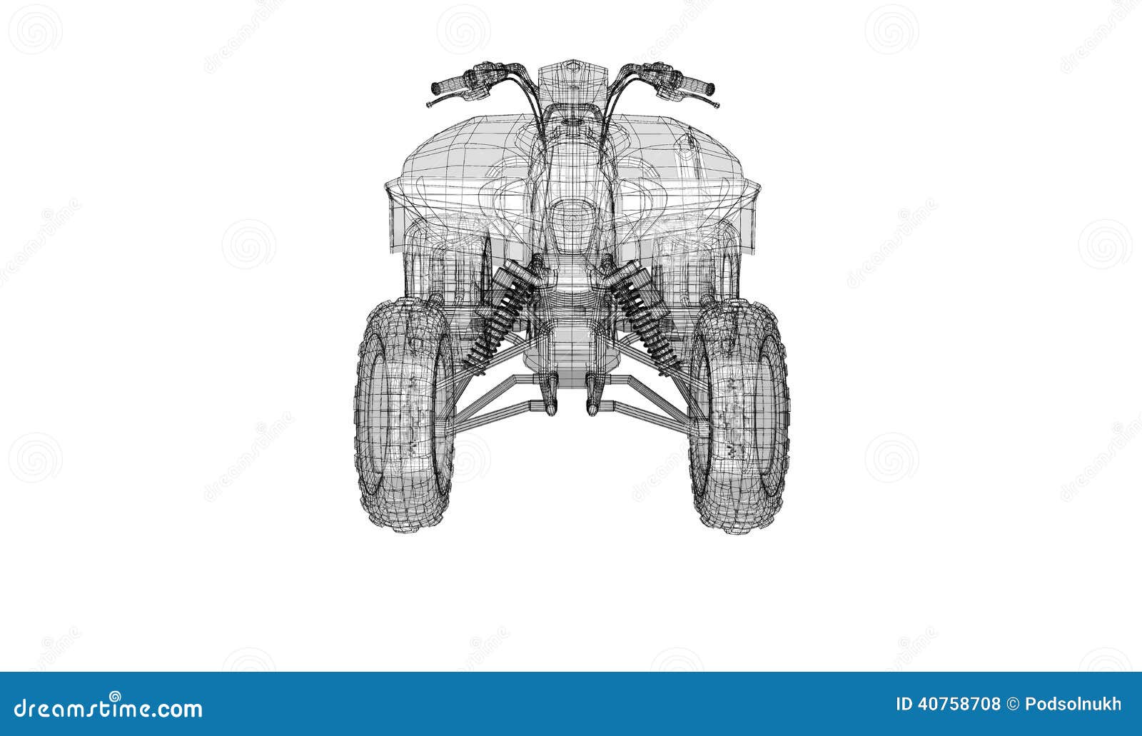 Quad Bike, Motorcycle, 3D Model Stock Illustration - Illustration of ...