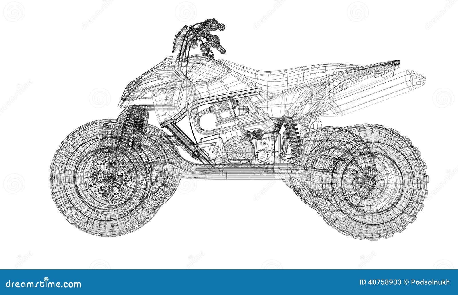 Quad Bike, Motorcycle, 3D Model Stock Illustration - Illustration of ...