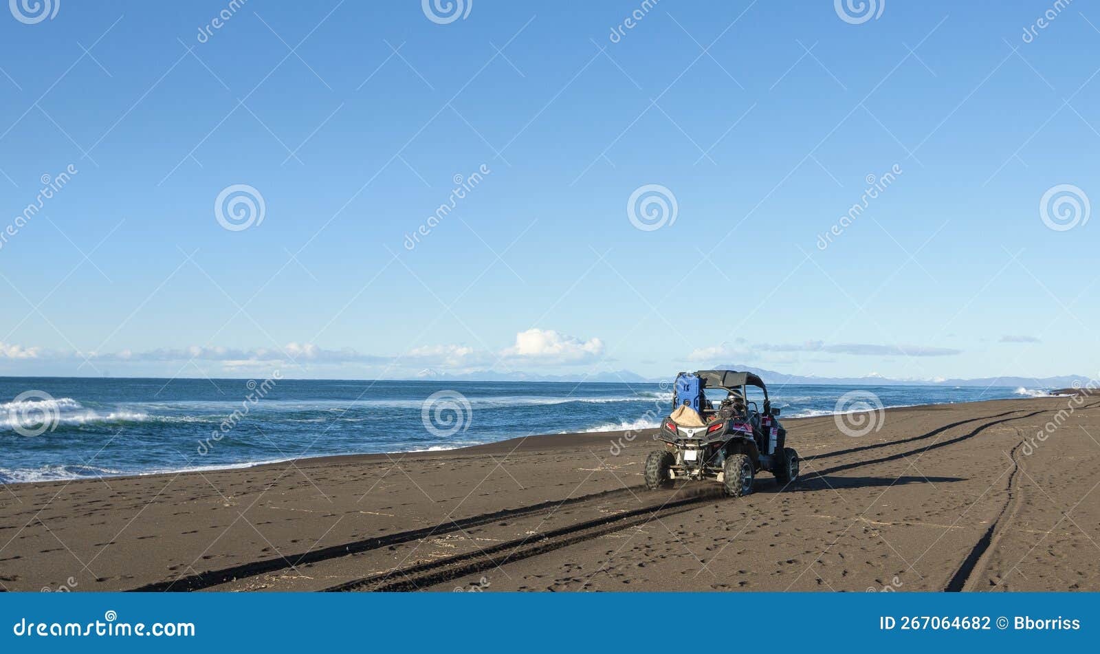 Quad Bike on the Sand by the Pacific Ocean Stock Photo - Image of beach ...