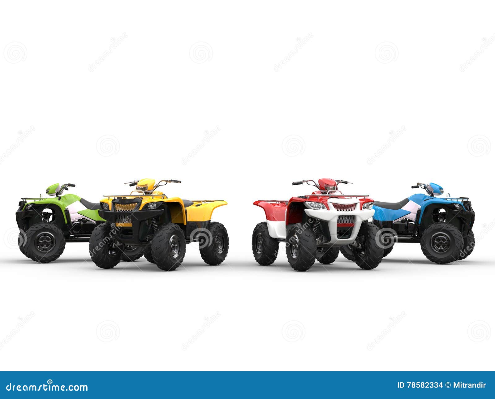 Quad Bikes In A Semi-circle - Top View Stock Photography ...