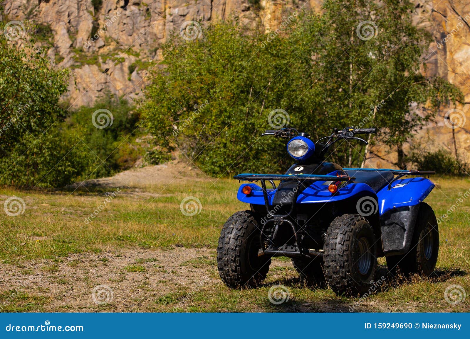 Quad on the grass stock photo. Image of extreme, motor - 159249690