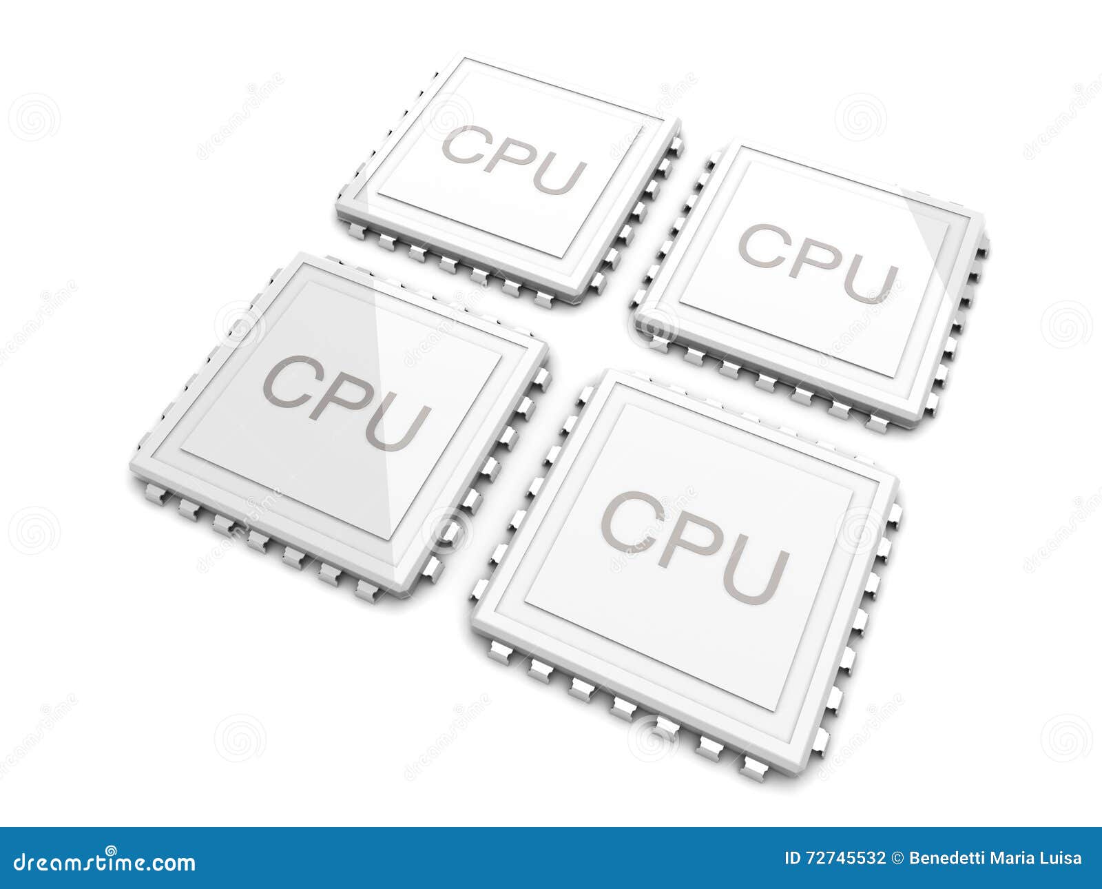 Quad core CPU stock illustration. Illustration of circuit - 72745532