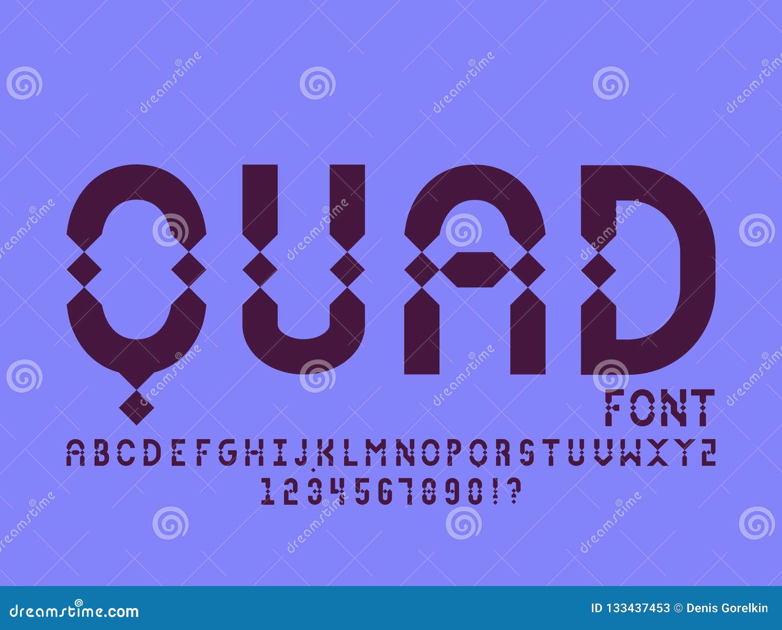 Quad font. Vector alphabet stock vector. Illustration of lettering ...