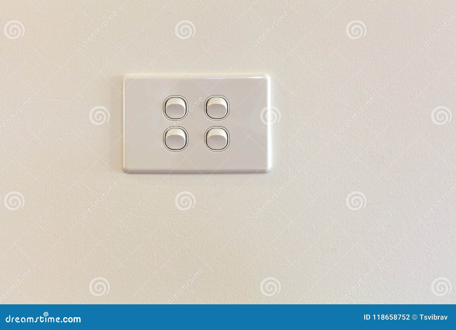 Quad modern light switch. stock photo. Image of electricity - 118658752