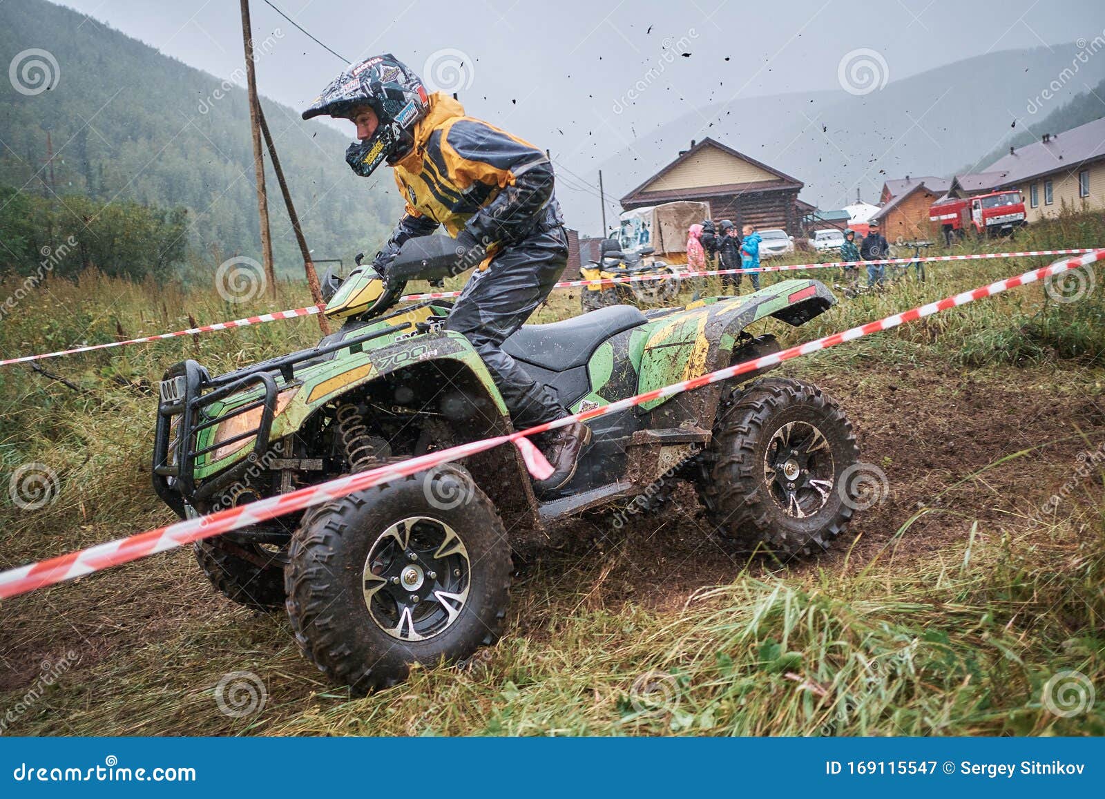 Quad Rider Jumping on a Muddy Forest Trail Editorial Photography ...