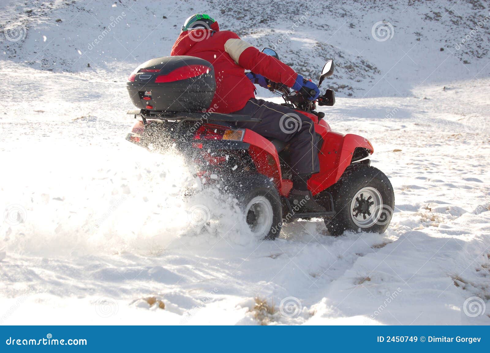 Quad in snow stock image. Image of lifestyle, bike, excitement - 2450749