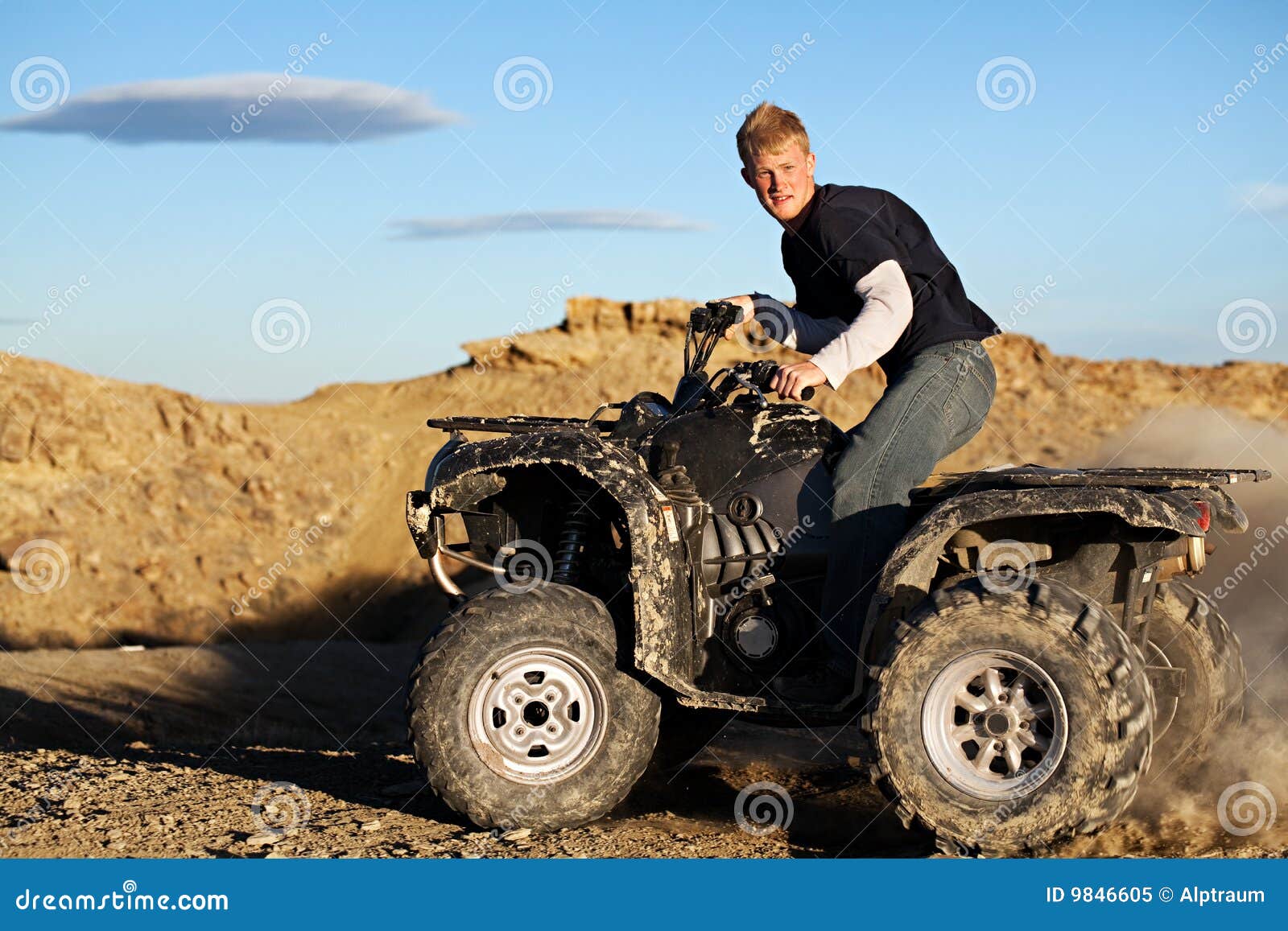 Quad - Teen Driving Four Wheeler Stock Image - Image of driving, quad ...
