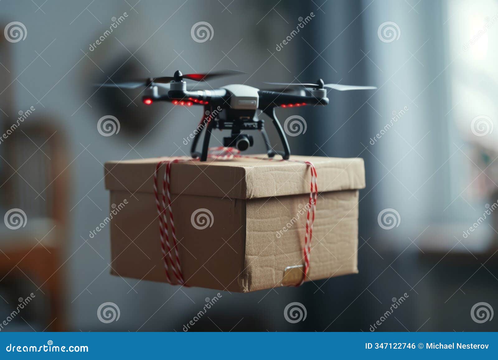 Quadcopter Drone Delivery Man with Parcel Box Stock Photo - Image of ...