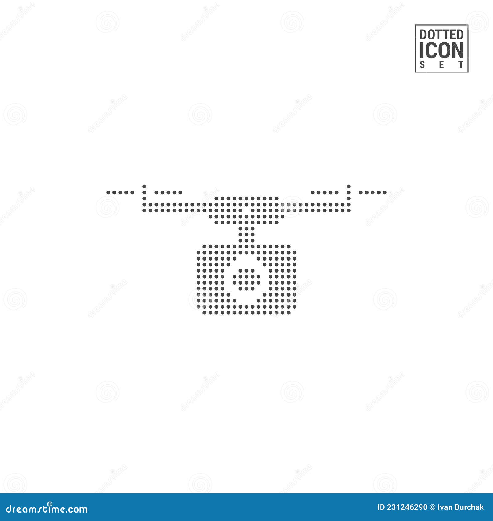 Quadcopter, Drone Dot Pattern Icon. Flying Camera Dotted Icon Isolated ...