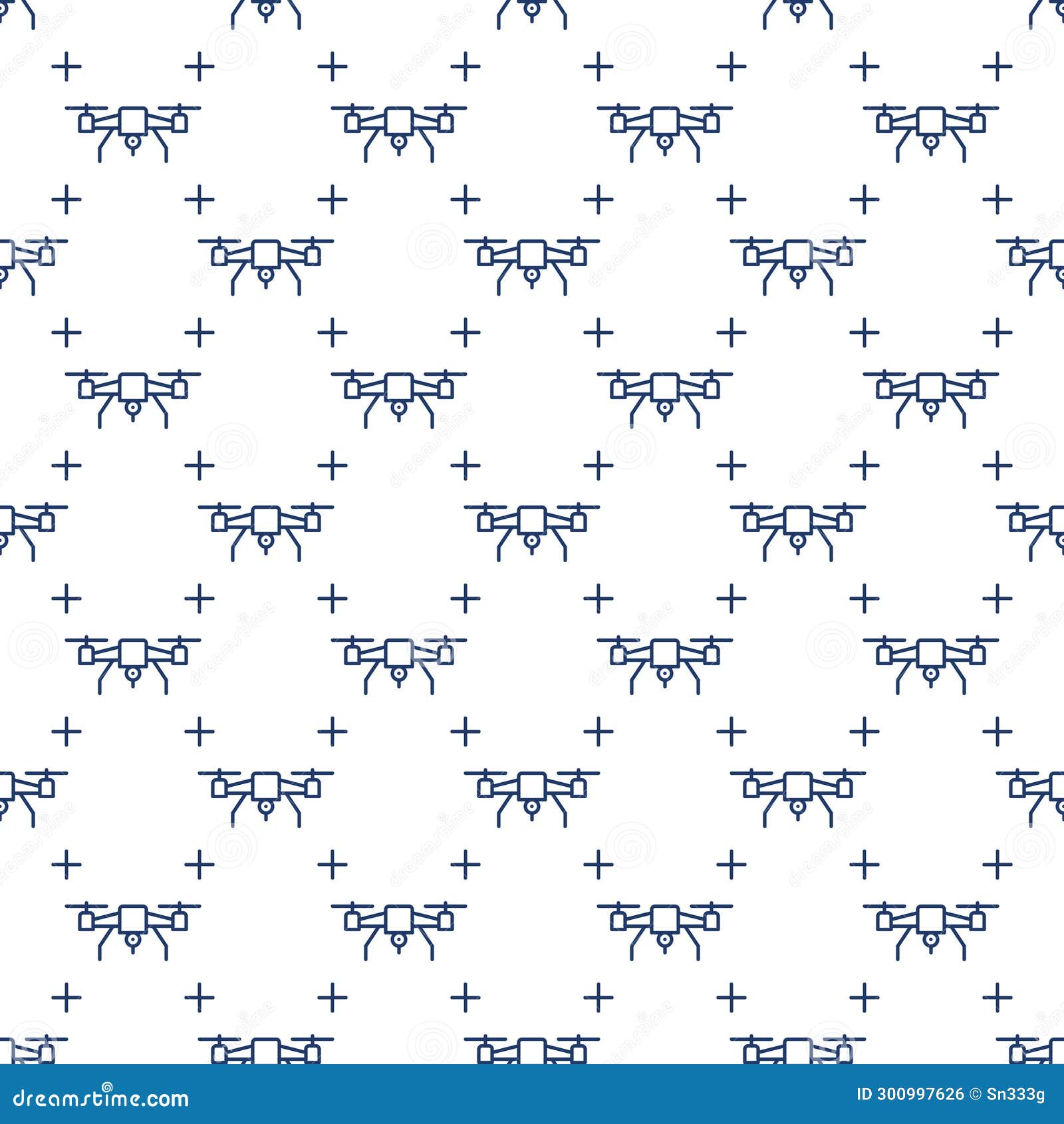 Quadcopter or Drone Front View Vector Concept Line Seamless Pattern ...