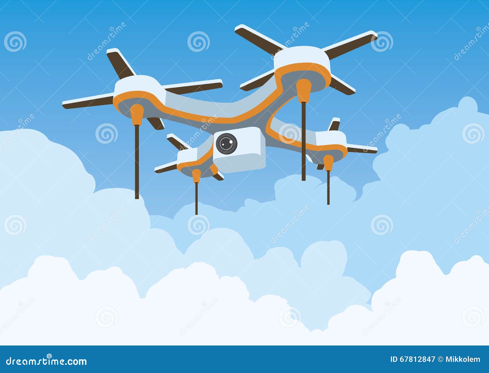 Quadcopter Flying Vector Illustration Stock Vector - Illustration of ...