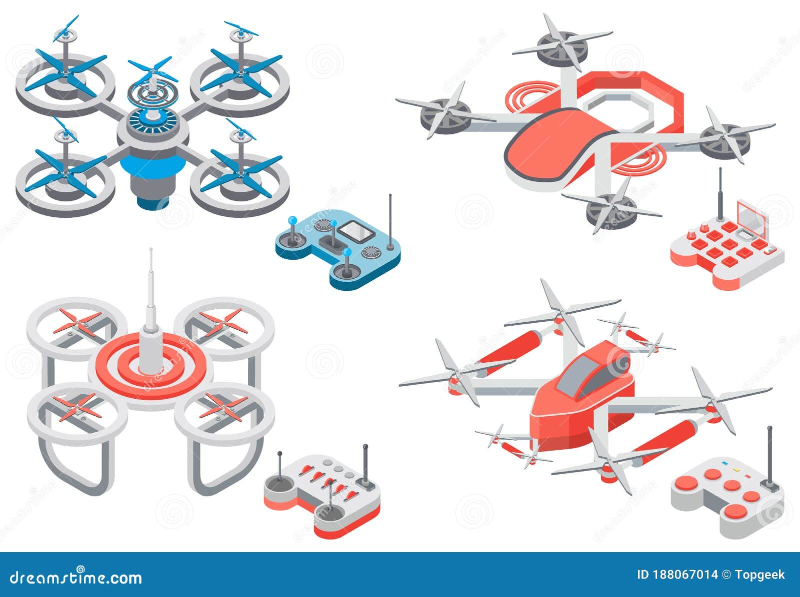 Quadcopter and Remote Controller, Drone Vector Stock Vector ...