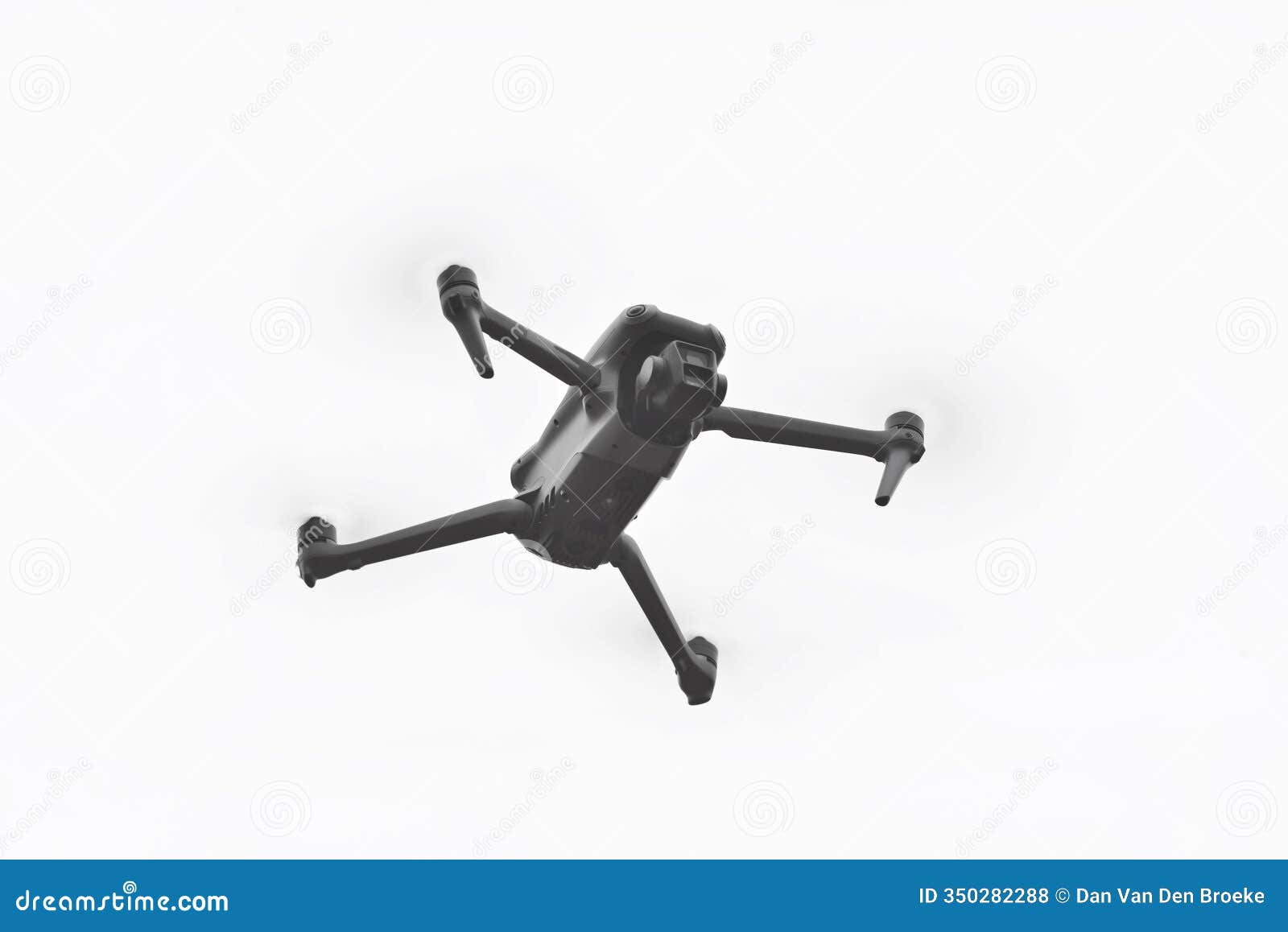 Quadcopter UAS Drone in Flight Overhead Stock Photo - Image of ...