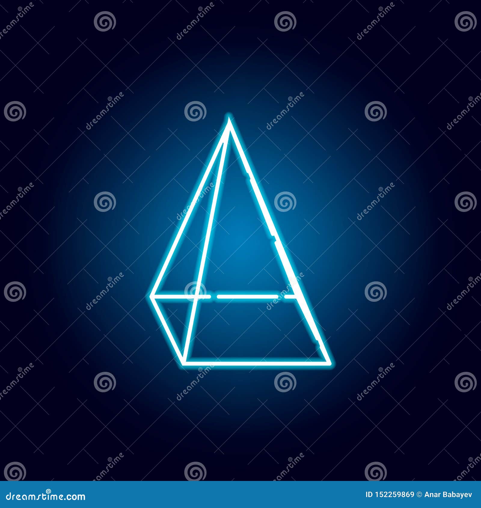 Quadrangular Pyramid Icon in Neon Style. Geometric Figure Element for ...