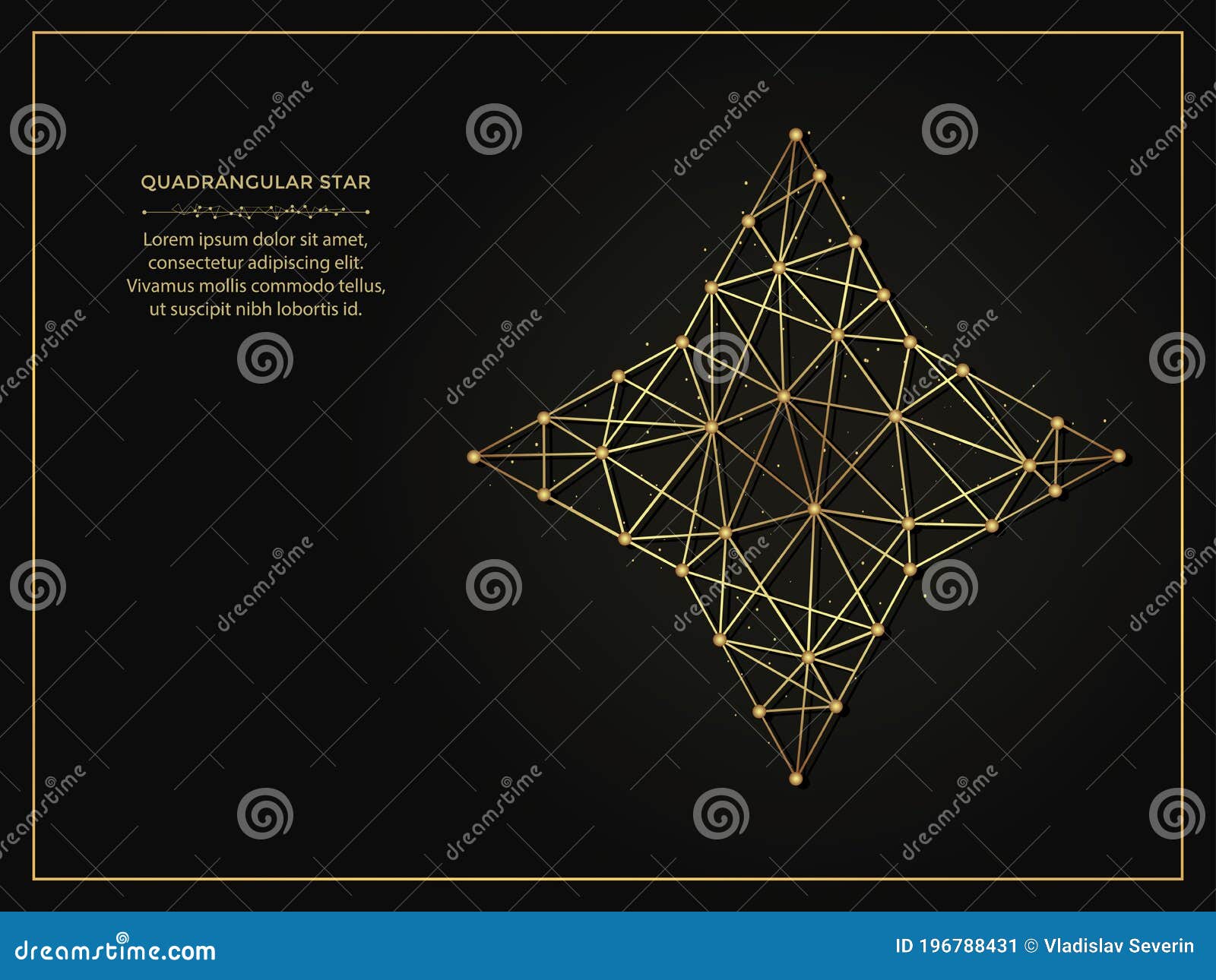 Quadrangular Star Golden Abstract Illustration on Dark Background Stock ...