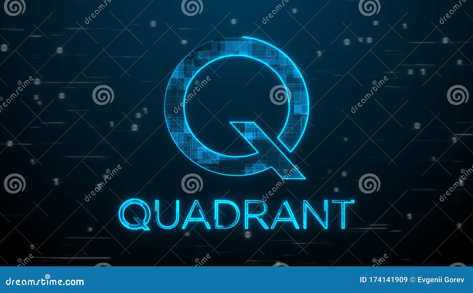 Quadrant Protocol Futuristic Neon Symbol. Binary Code and Speed Lines ...