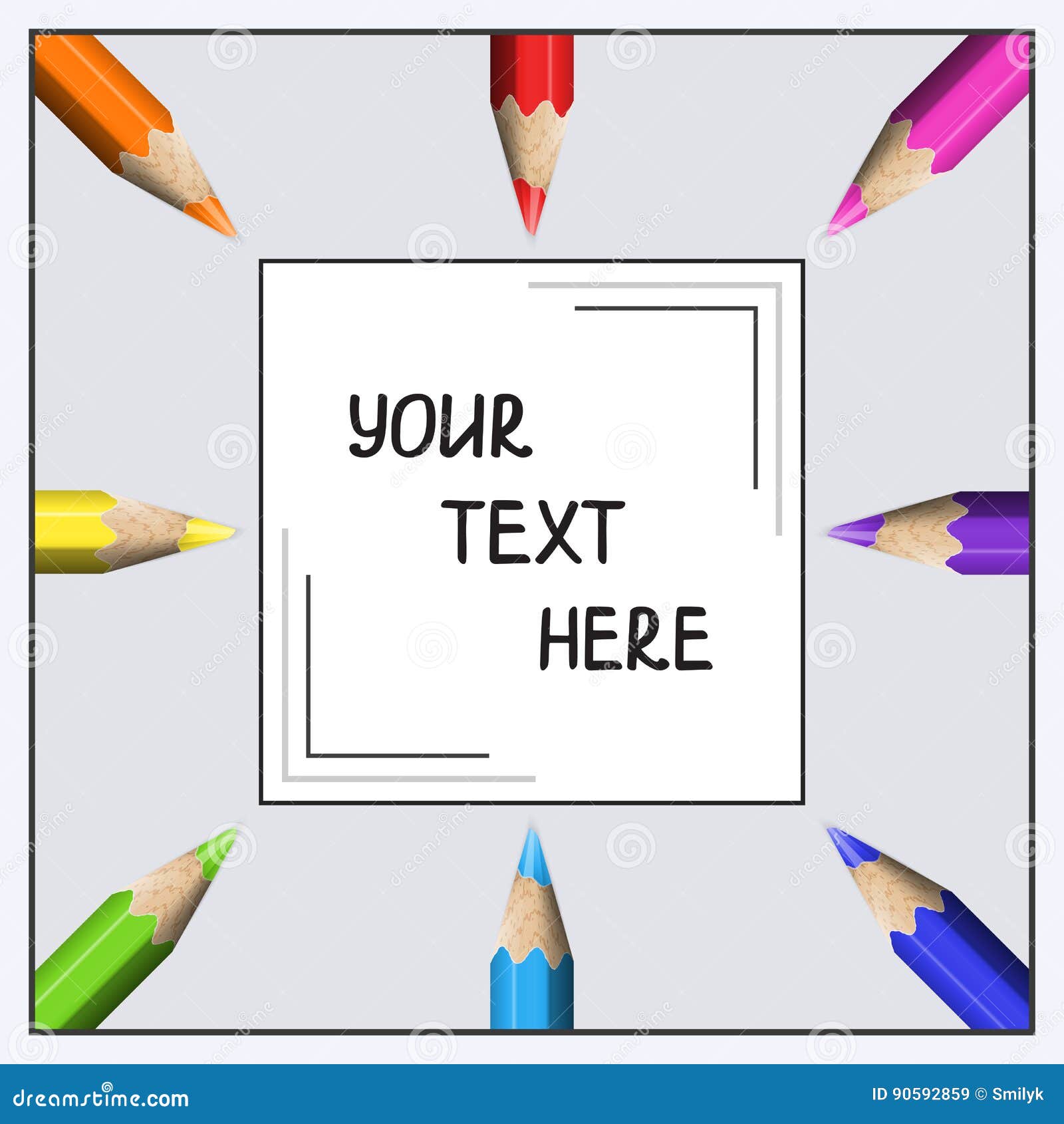 Quadratic Template for Text of Realistic Colorful Pencils. Stock Vector ...