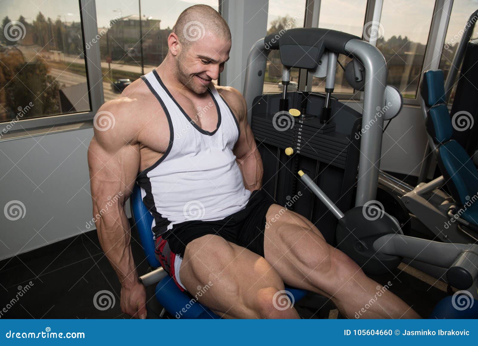 Quadriceps Exercises in Gym Stock Photo - Image of determination ...