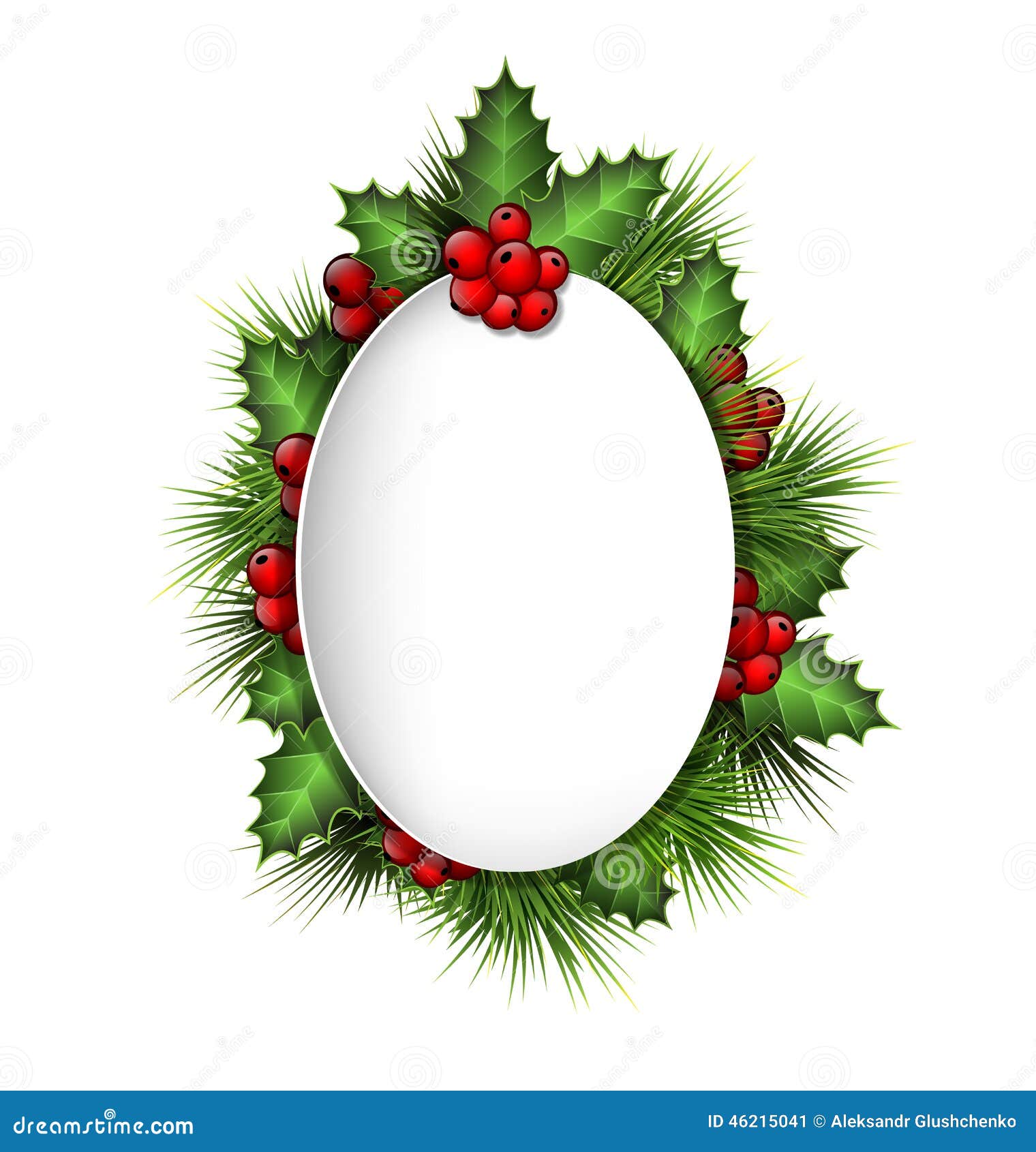 Quadro Com Azevinho E Pinho No Grayscale Ilustração do Vetor ...