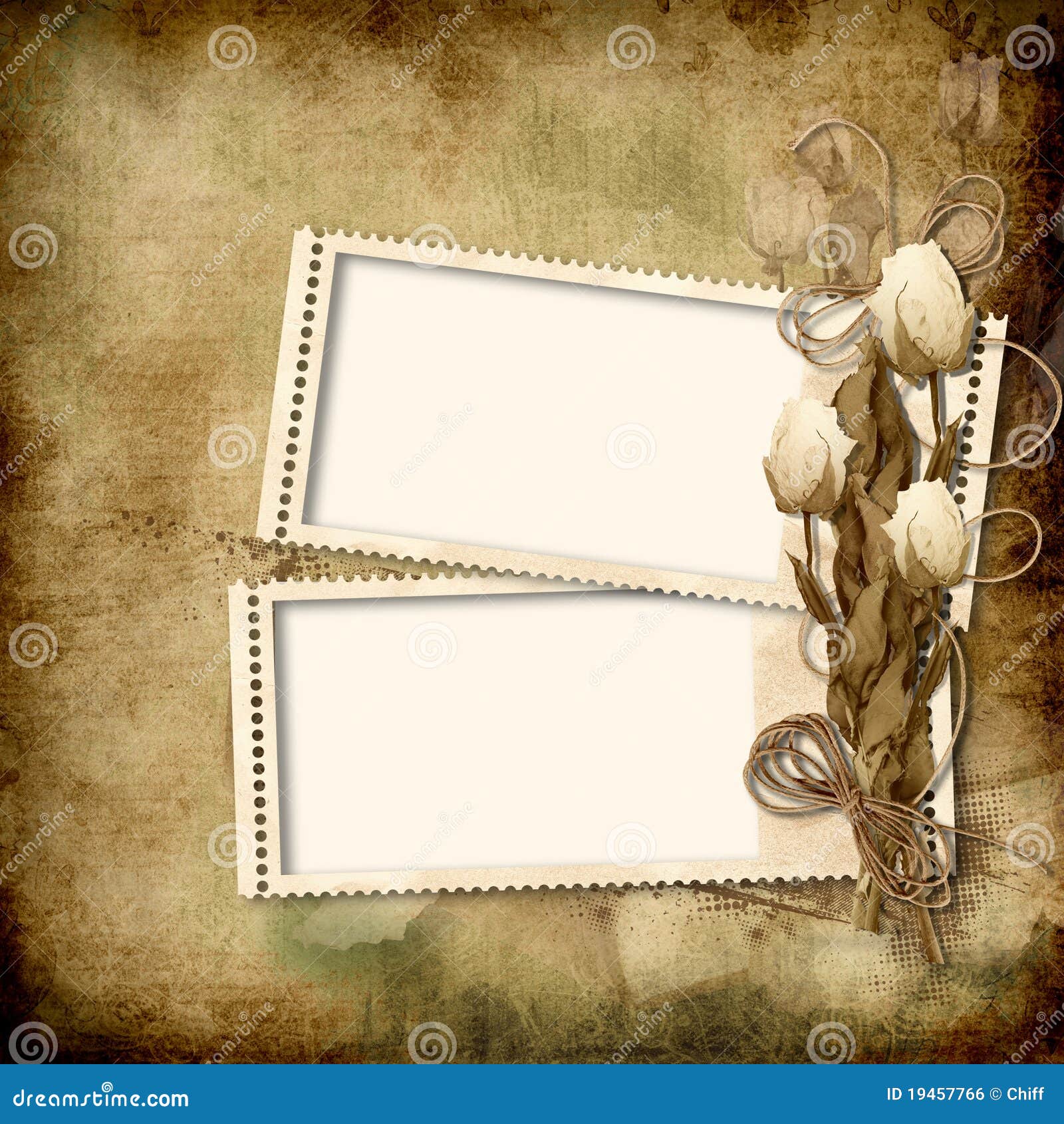 Quadro Da Foto Do Vintage Com Rosas Ilustração Stock - Ilustração de ...