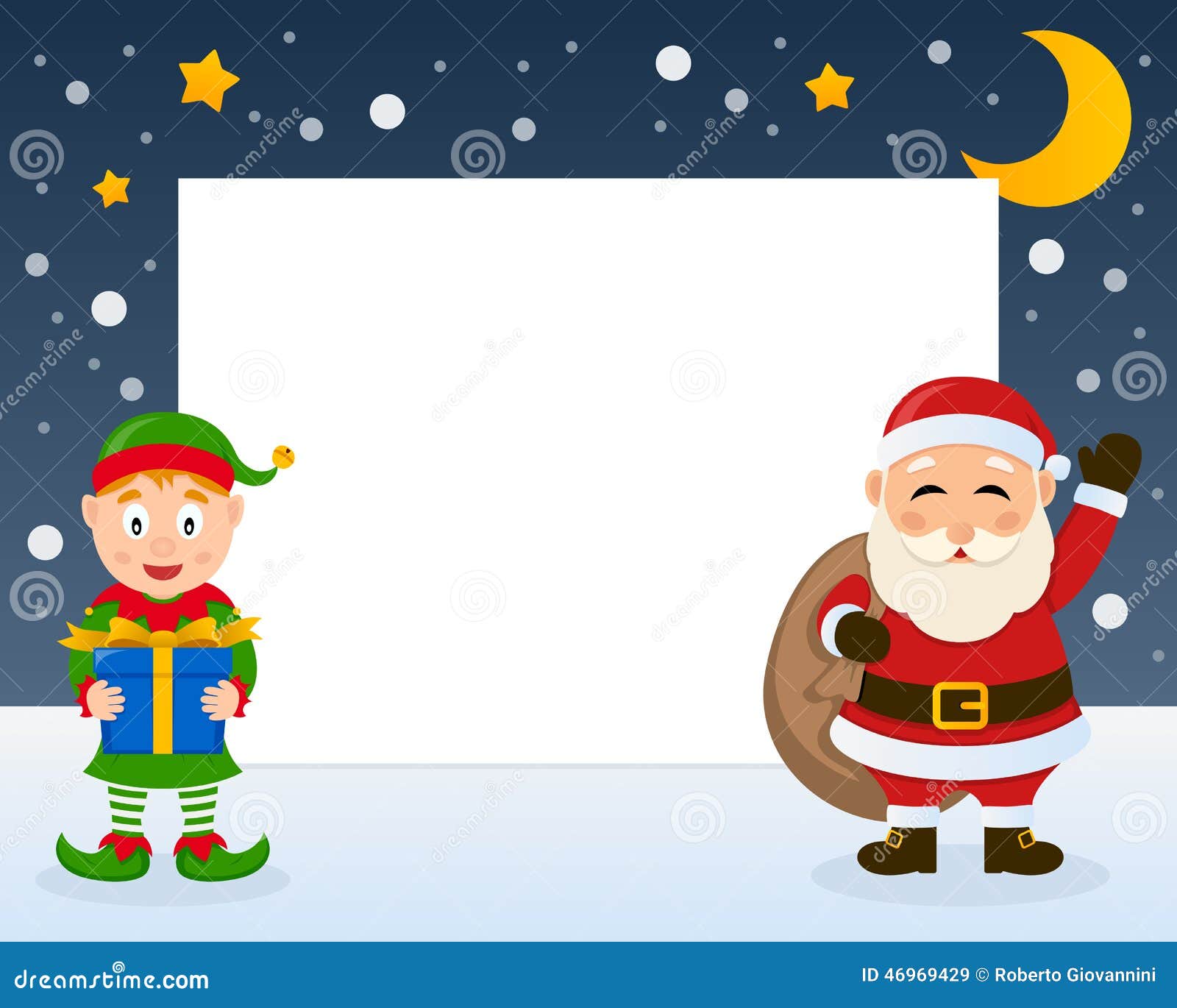 Quadro Do Duende De Santa Claus E Do Natal Ilustração do Vetor ...