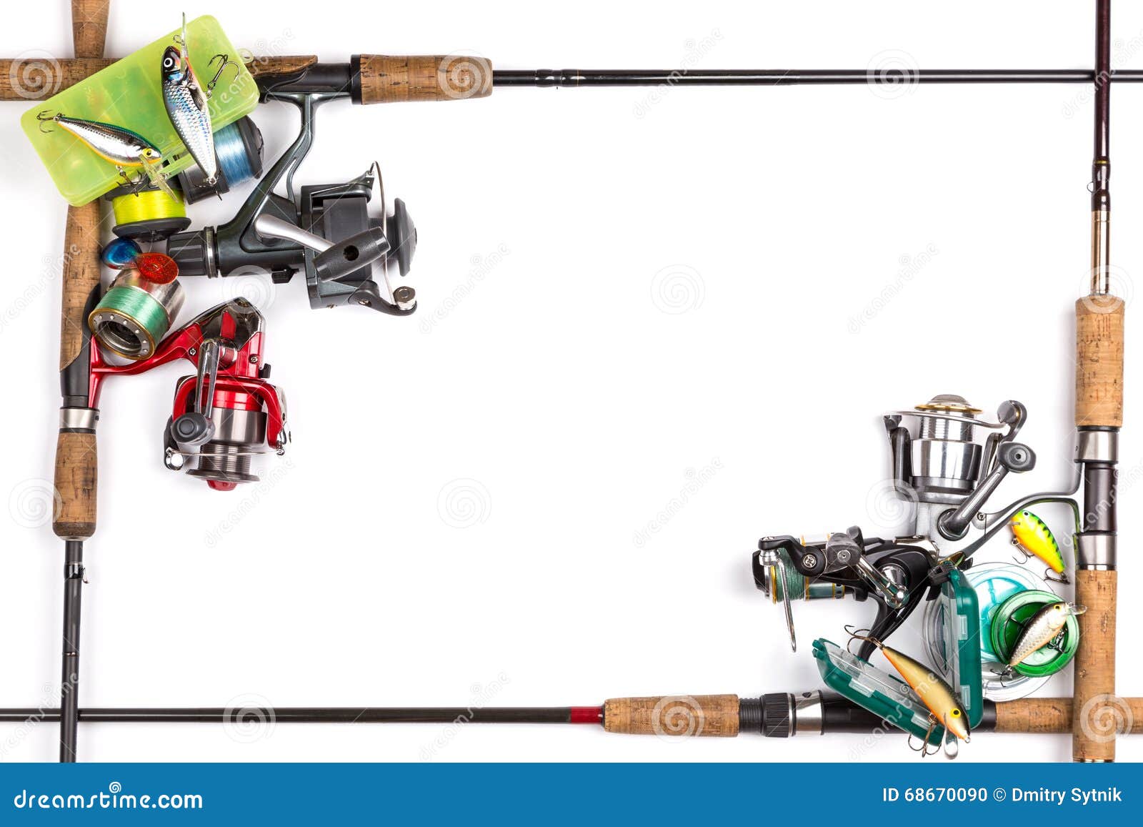 Quadro Dos Equipamentos De Pesca Diferentes Foto de Stock - Imagem de ...
