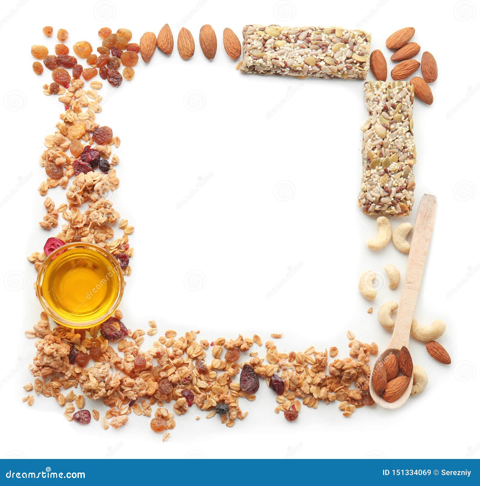 Quadro Feito Com As Barras Do Granola E Do Cereal No Fundo Branco ...