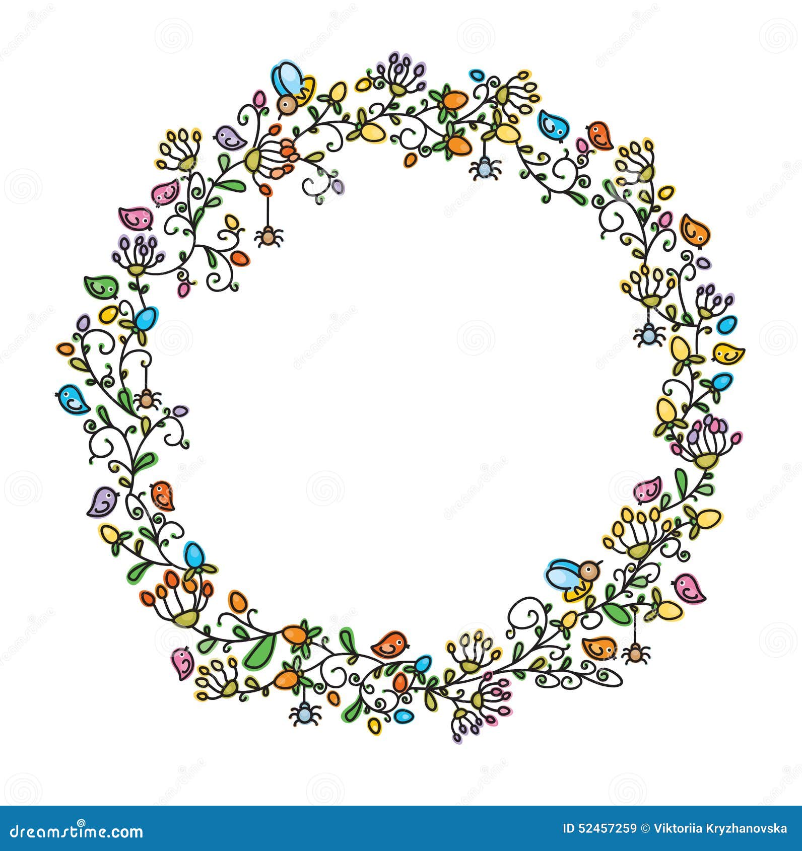 Quadro Floral Do Círculo Do Vetor Ilustração do Vetor - Ilustração de ...