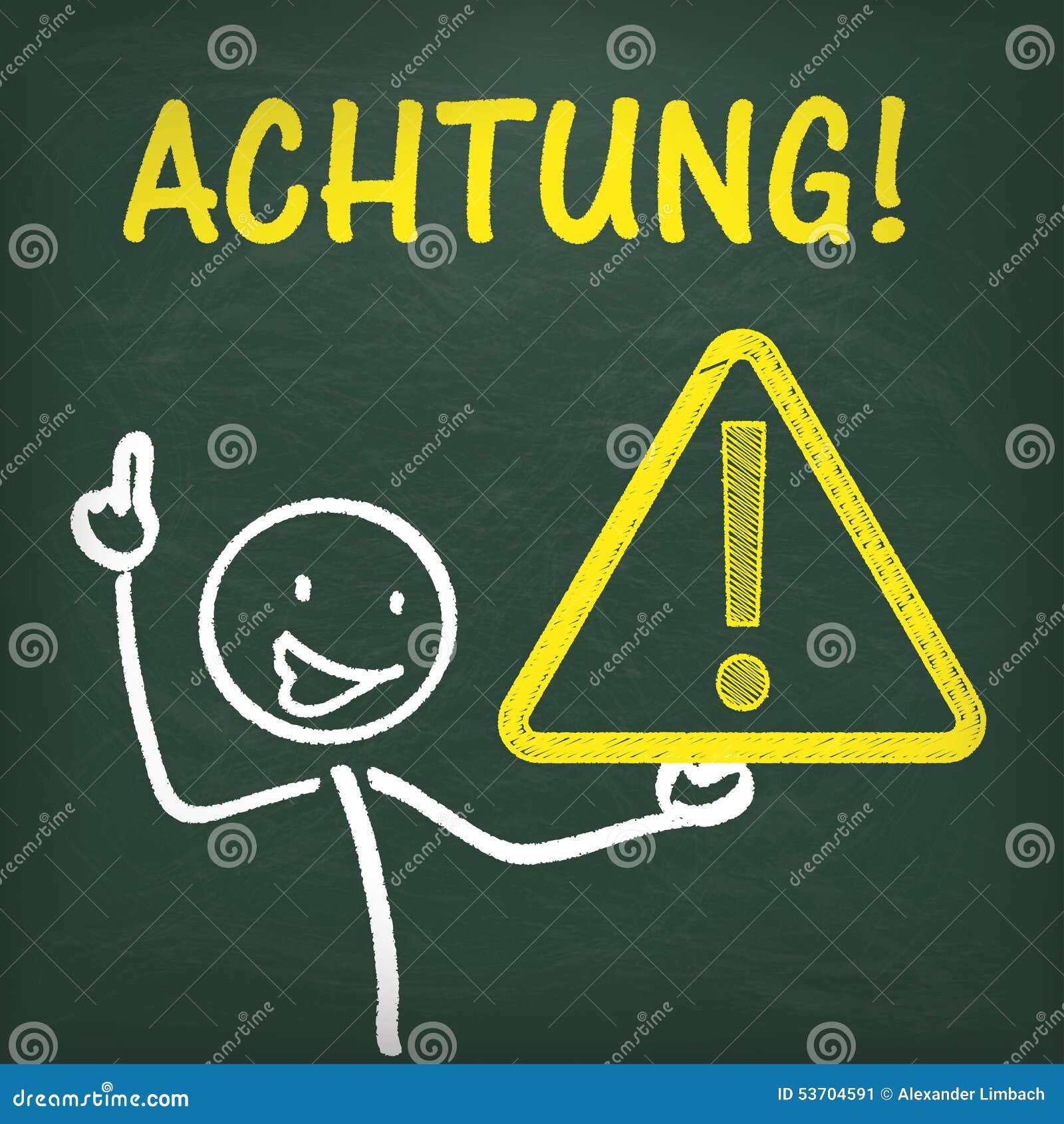 Quadro-negro Stickman Achtung Ilustração do Vetor - Ilustração de aviso ...