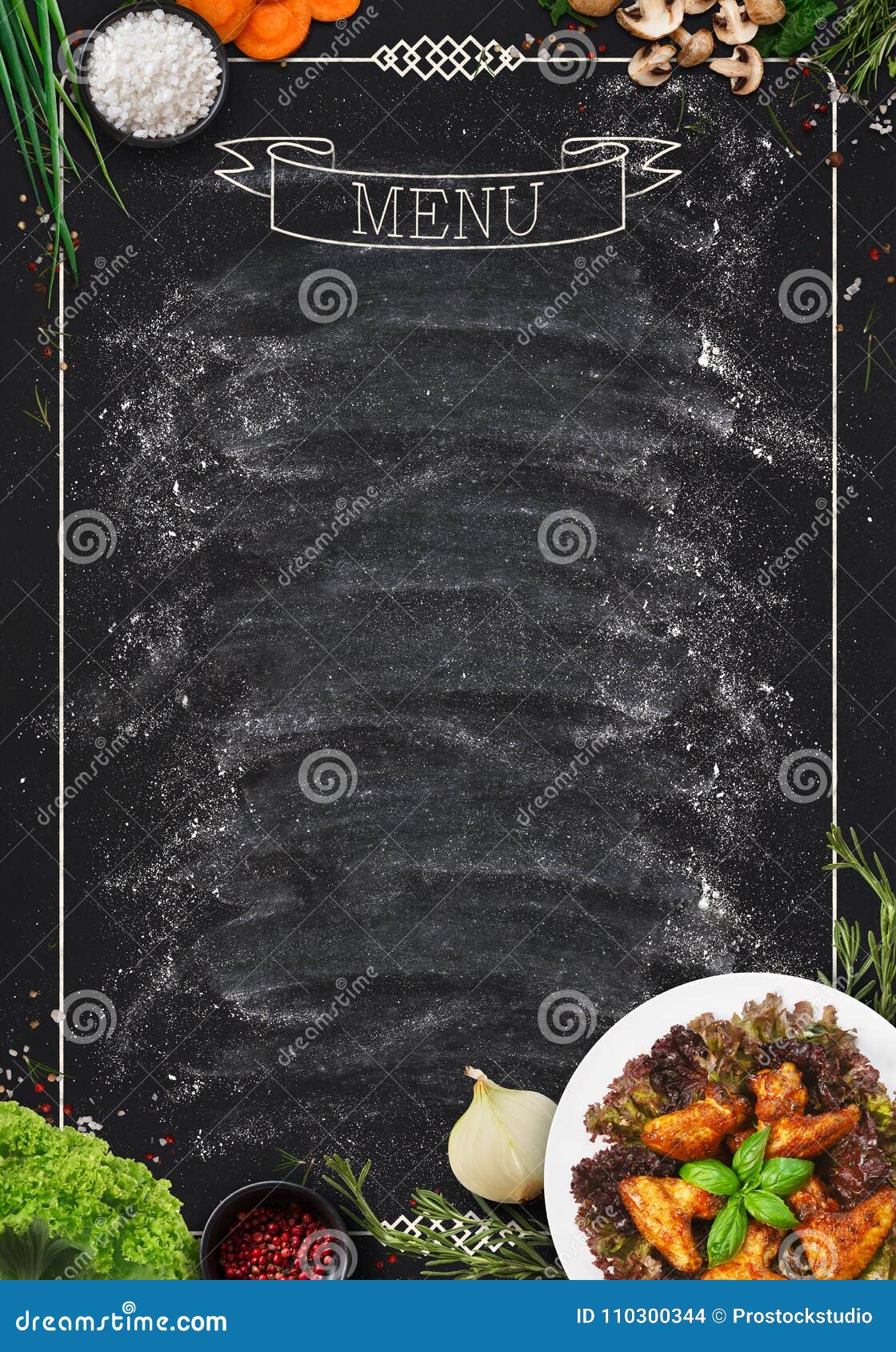 Quadro Preto Como O Modelo Para O Menu Do Restaurante Foto de Stock ...