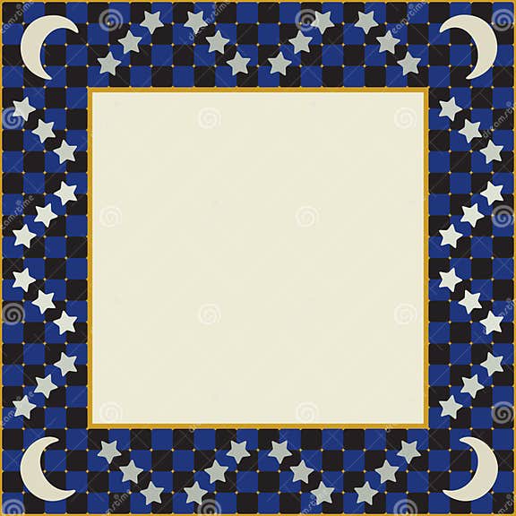 Quadro Quadrado Da Lua E Das Estrelas Ilustração do Vetor - Ilustração ...