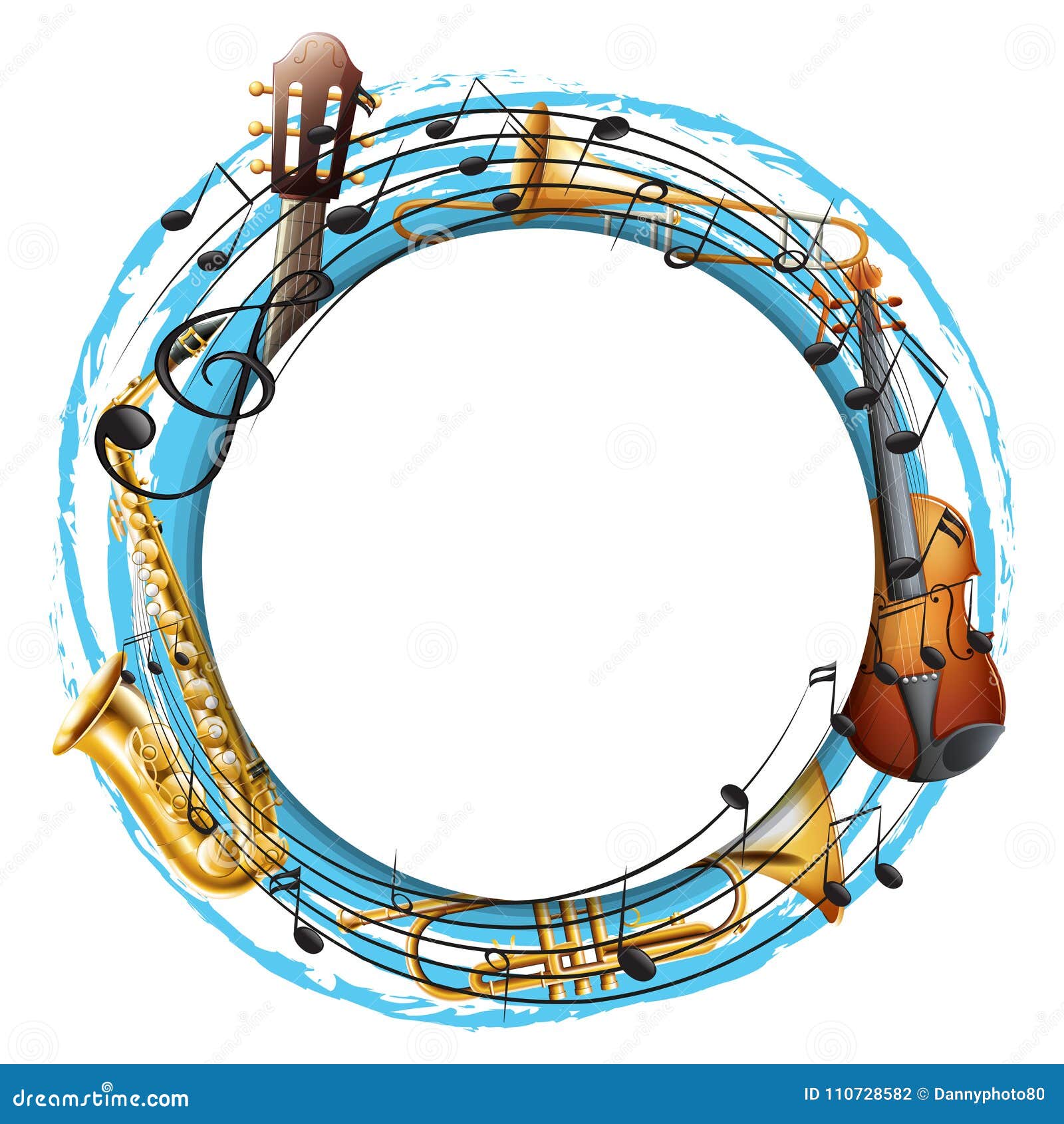 Quadro Redondo Com Instrumentos Musicais Ilustração do Vetor ...