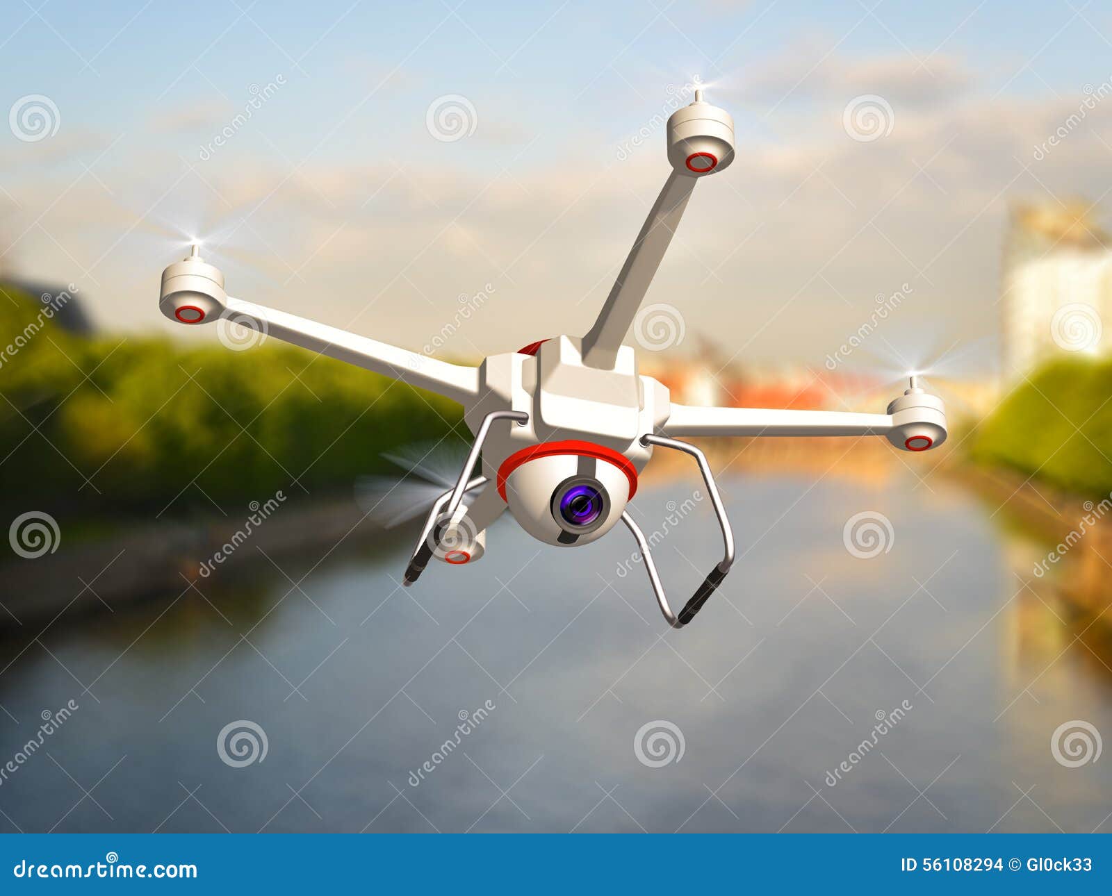 Quadrocopter with the Camera Stock Illustration - Illustration of blue ...