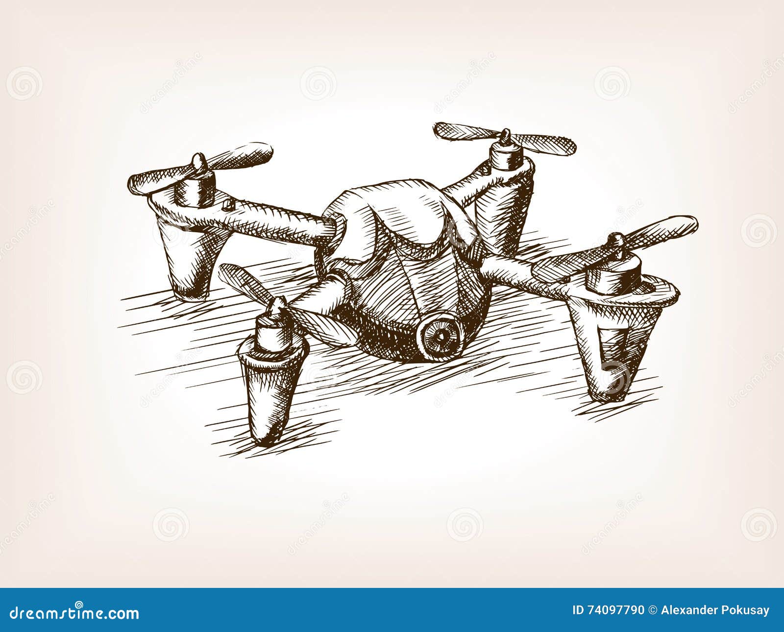 Quadrocopter Drone Sketch Vector Illustration | CartoonDealer.com #74097790