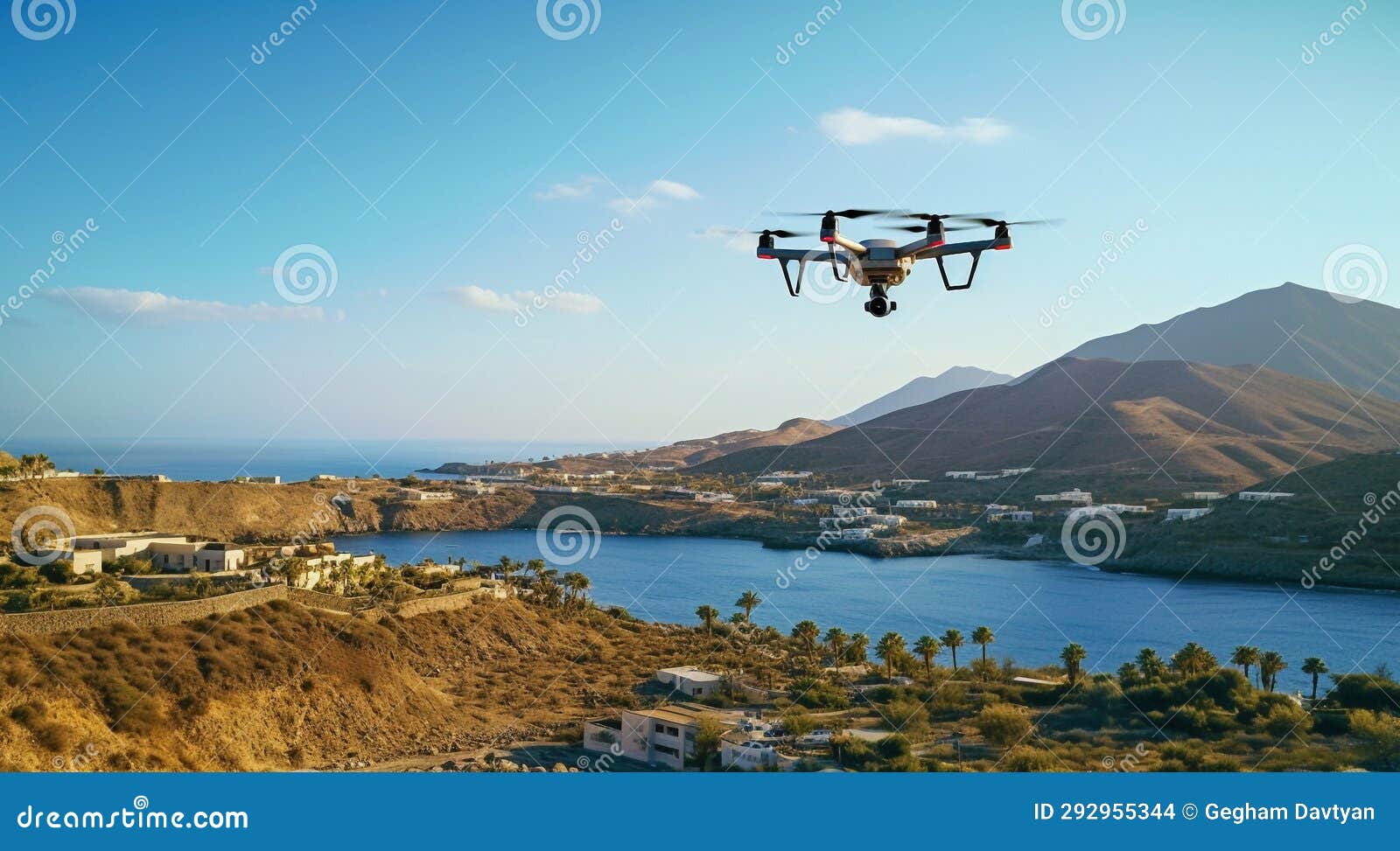 Quadrocopter in Flight, Close-up of Quadrocopter in the Air, Drone in ...