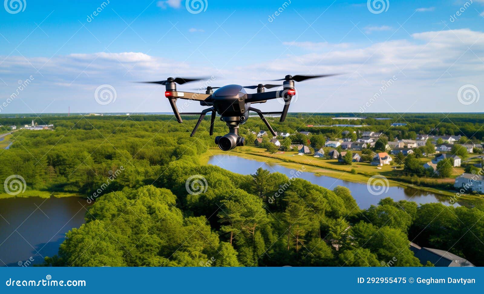 Quadrocopter in Flight, Close-up of Quadrocopter in the Air, Drone in ...