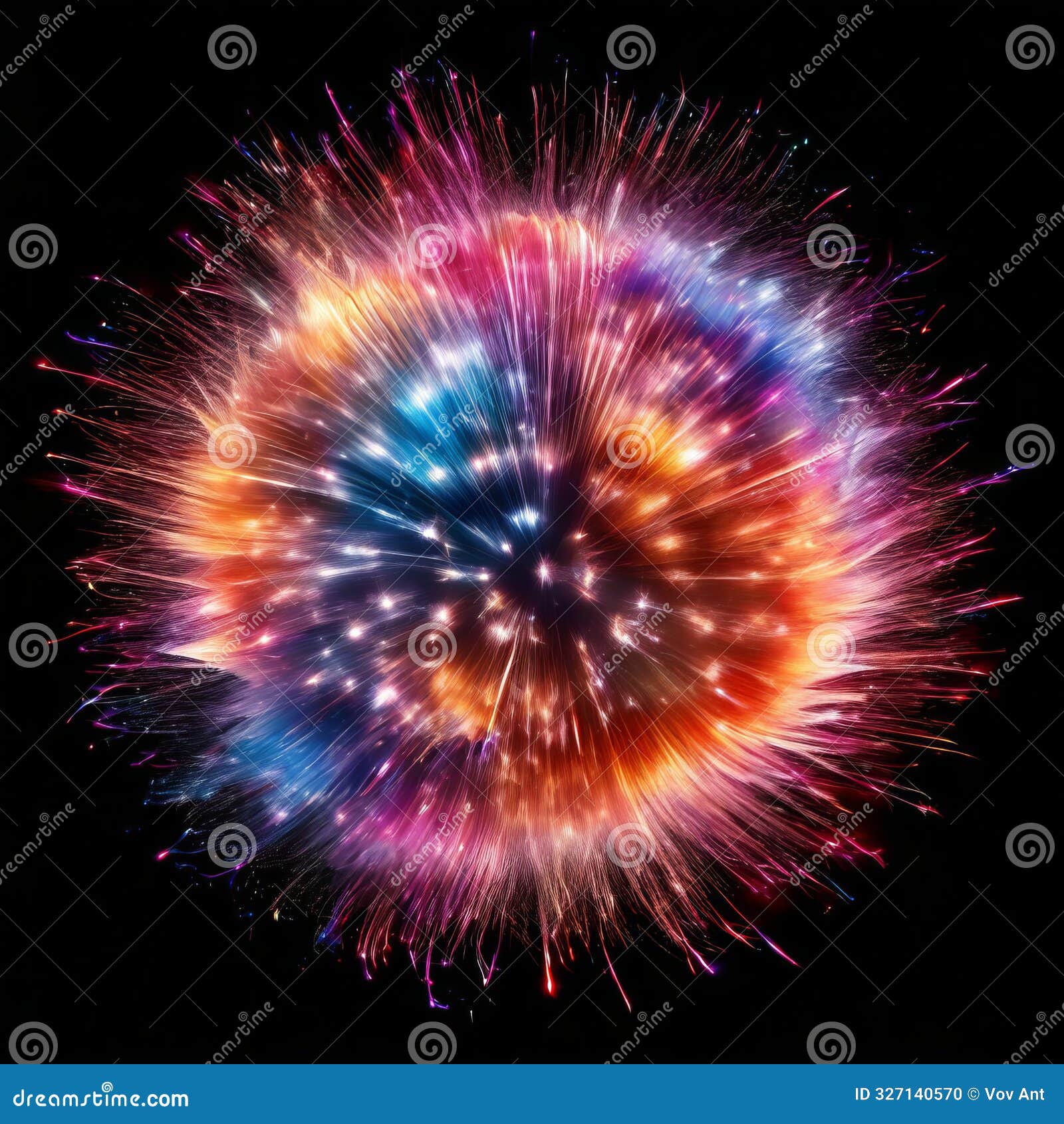 Quadruple Break Shells Large Spherical Fireworks that Stock Photo ...