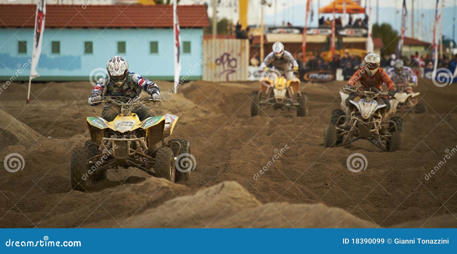 Quads at motocross race editorial stock image. Image of helmet - 18390099