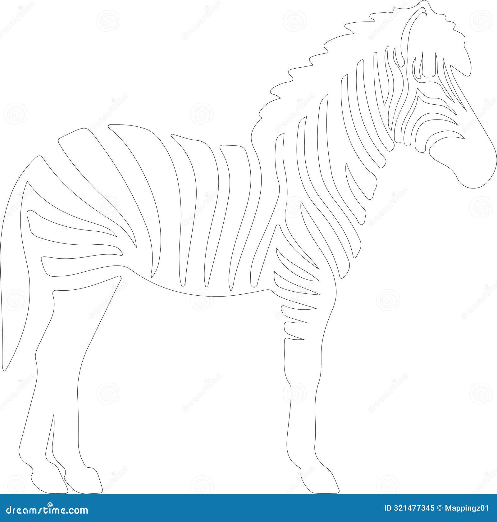Quagga Outline Silhouette Generative Ai Cartoon Vector | CartoonDealer ...