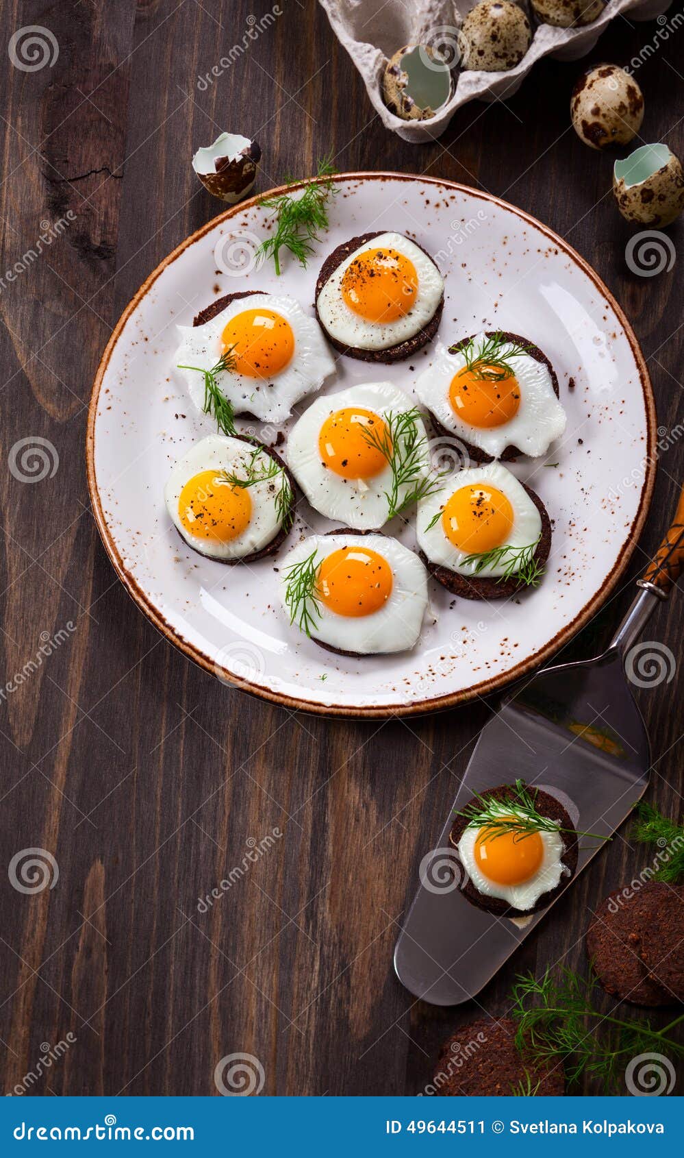 Quail egg canapes stock image. Image of fried, plate - 49644511