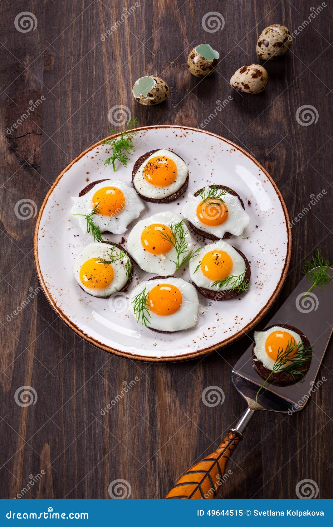 Quail egg canapes stock image. Image of snack, fried - 49644515
