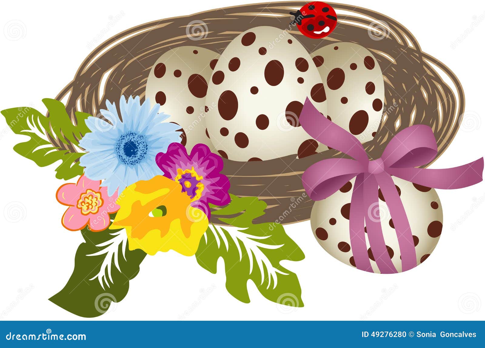 Quail Eggs in the Nest stock vector. Illustration of tradition - 49276280