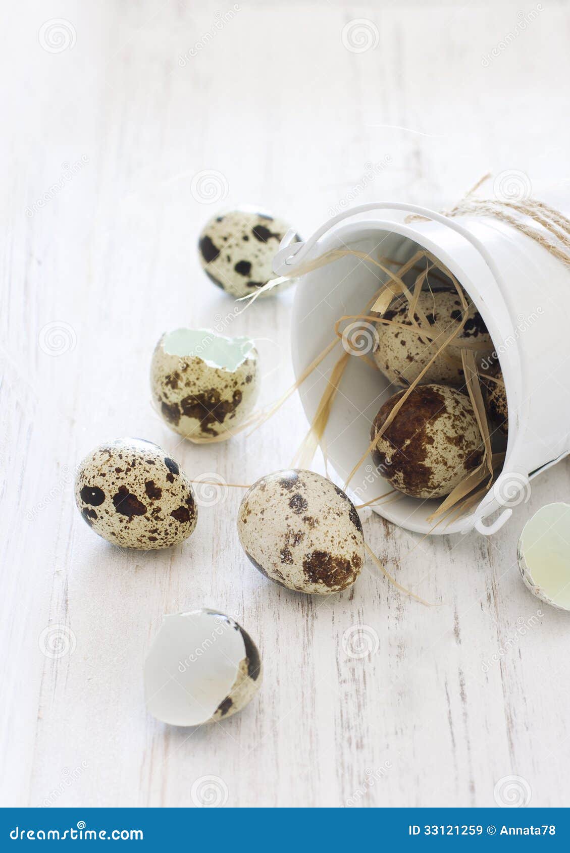 Quail eggs spilling out stock image. Image of spring - 33121259