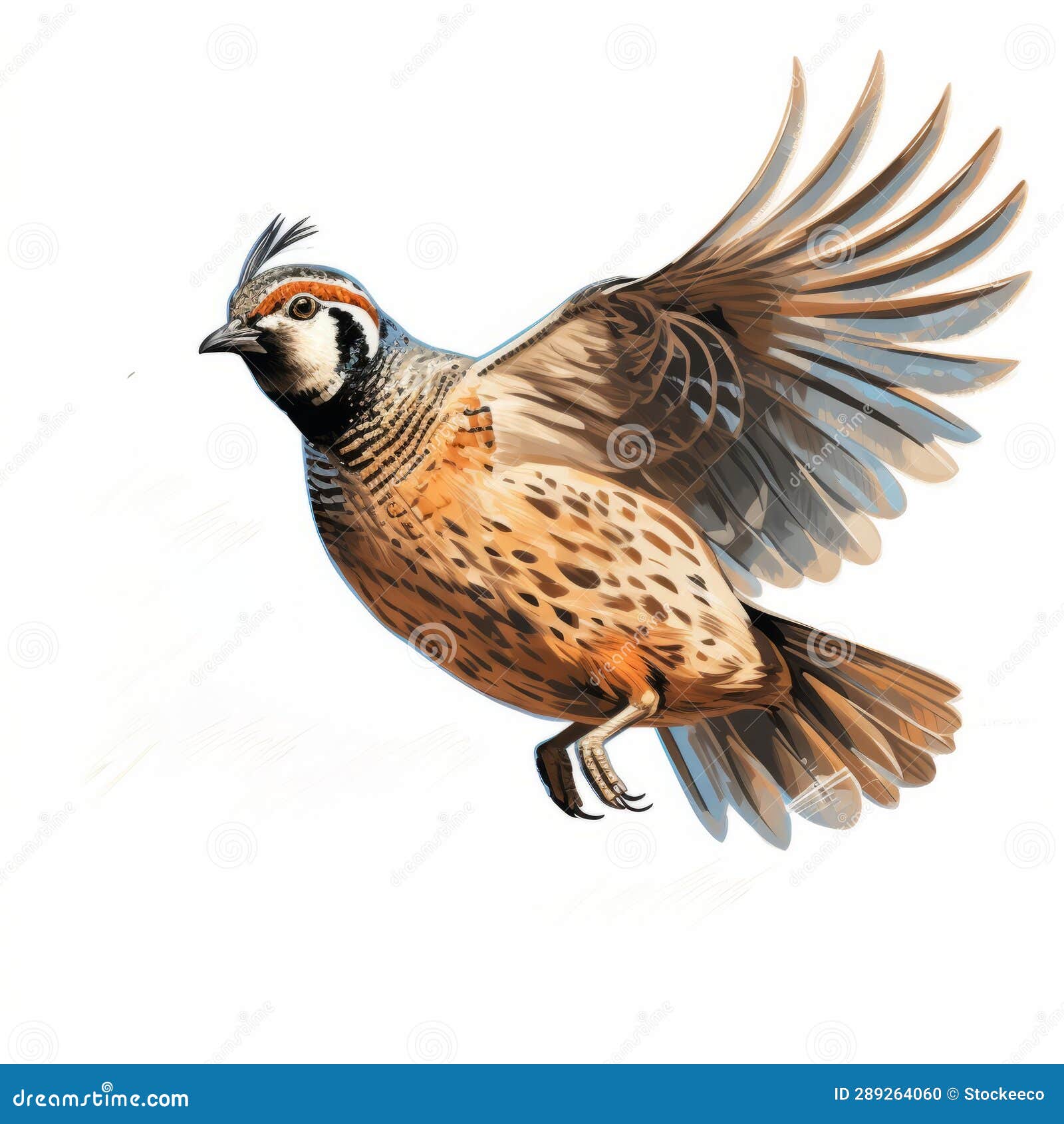 Quail in Flight: Comic Book Style Artwork by Travis Charest Stock Photo ...