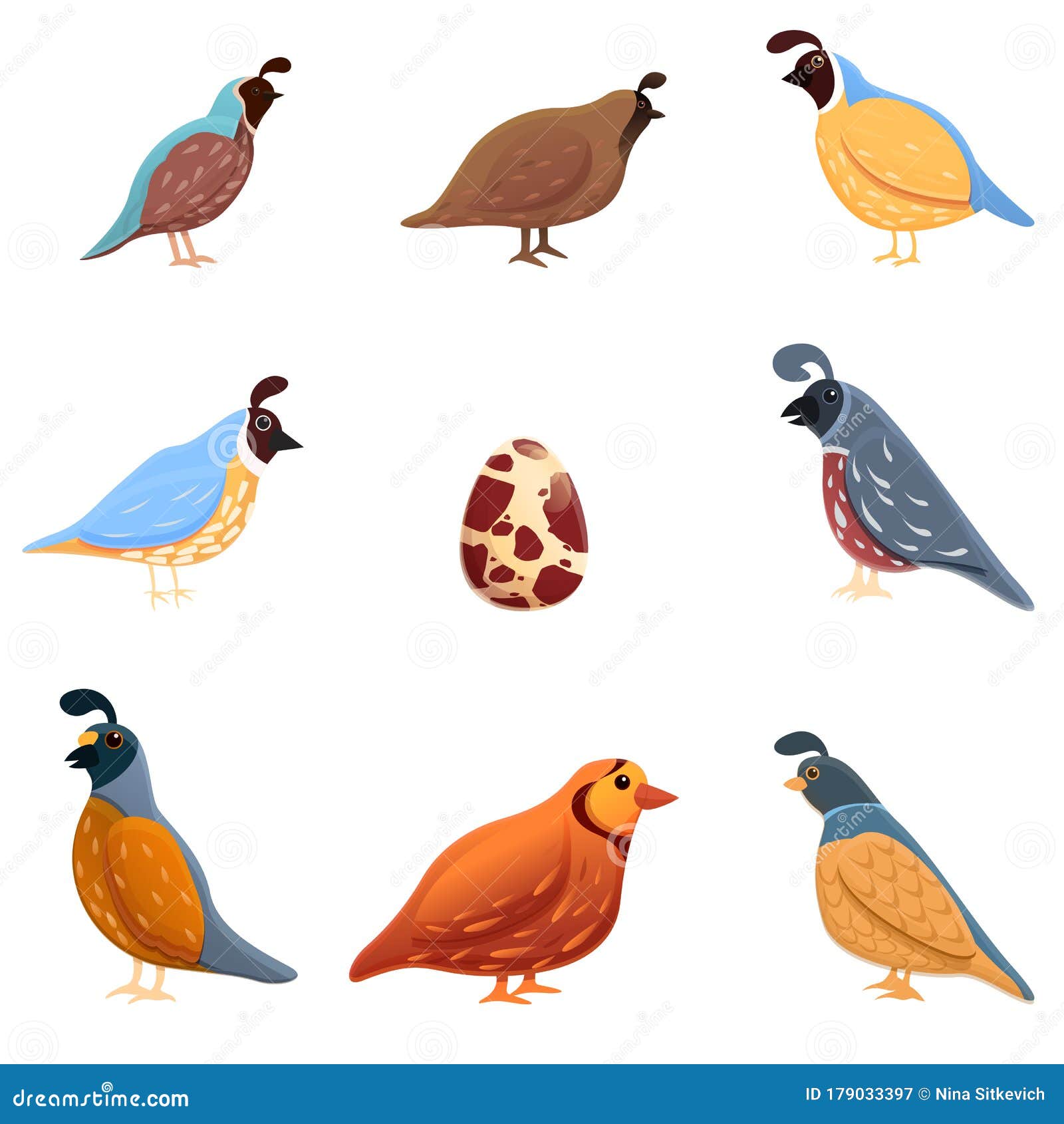 Quail Icons Set, Cartoon Style Stock Vector - Illustration of farm ...