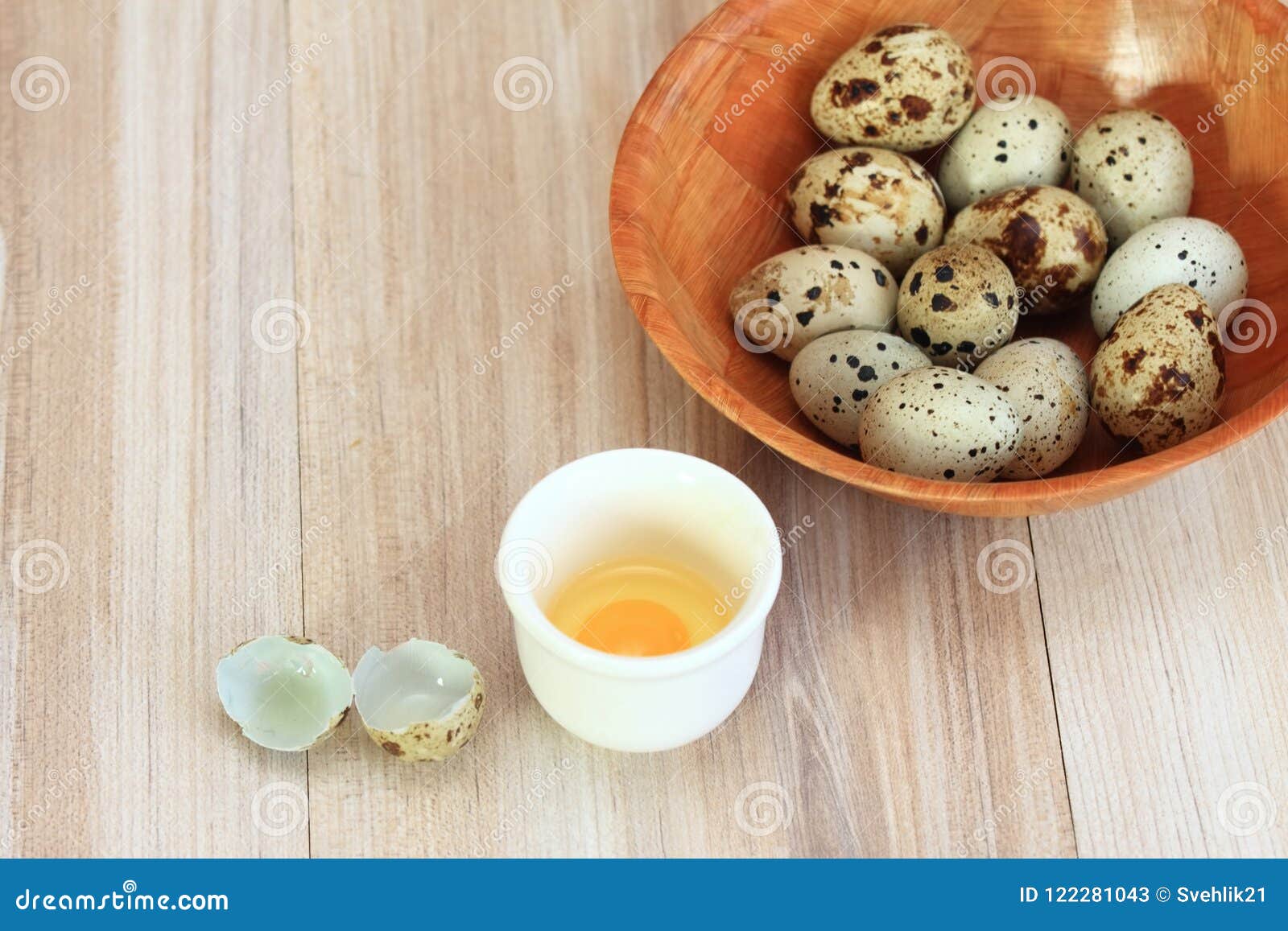 One Raw Broken Partridge Egg in a White Bowl Stock Image - Image of ...