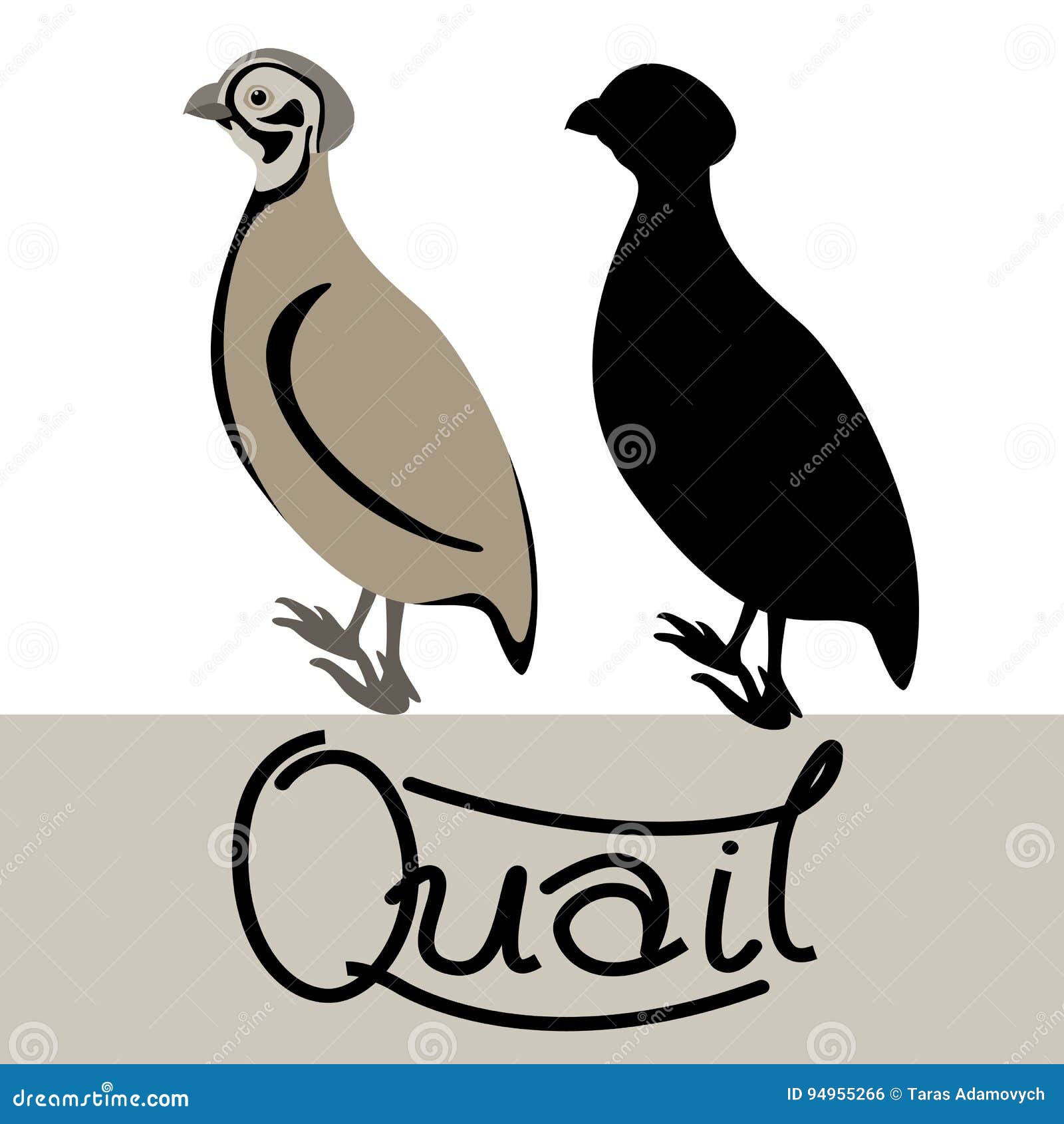 Quail Vector Illustration Style Flat Black Silhouette Stock Vector ...